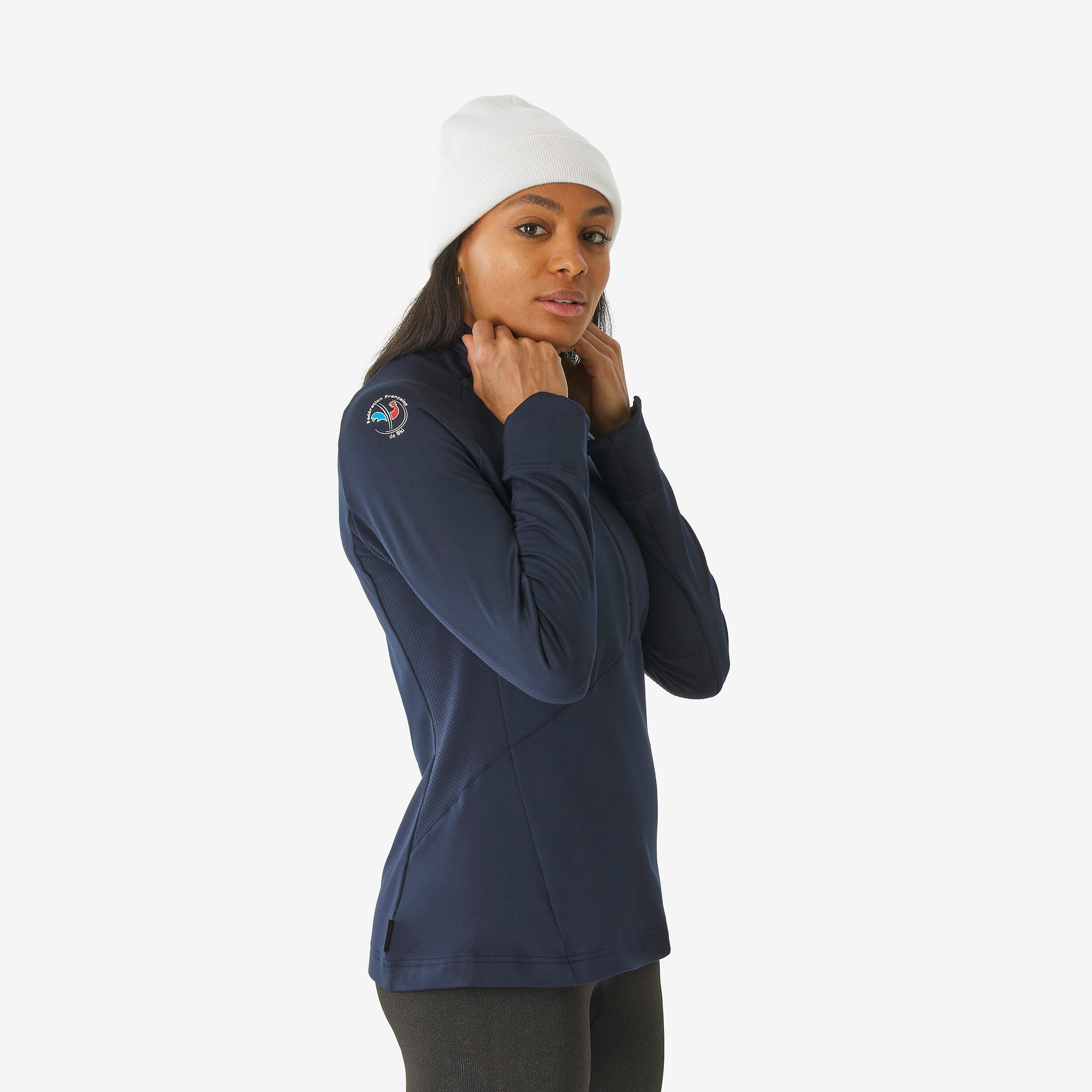 Women’s thermal base layer, BL TOP 500 - half-zip - Navy Blue FFS ...