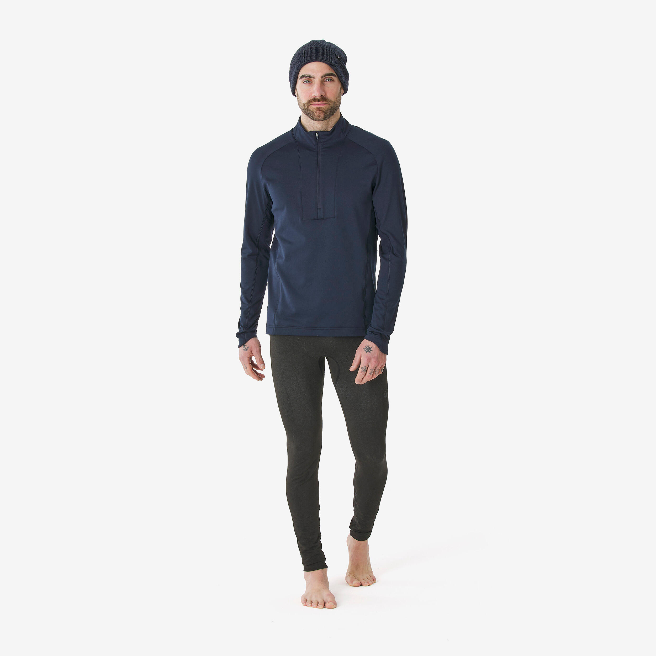 Men’s thermal base layer, BL TOP 500 half-zip navy blue - Decathlon