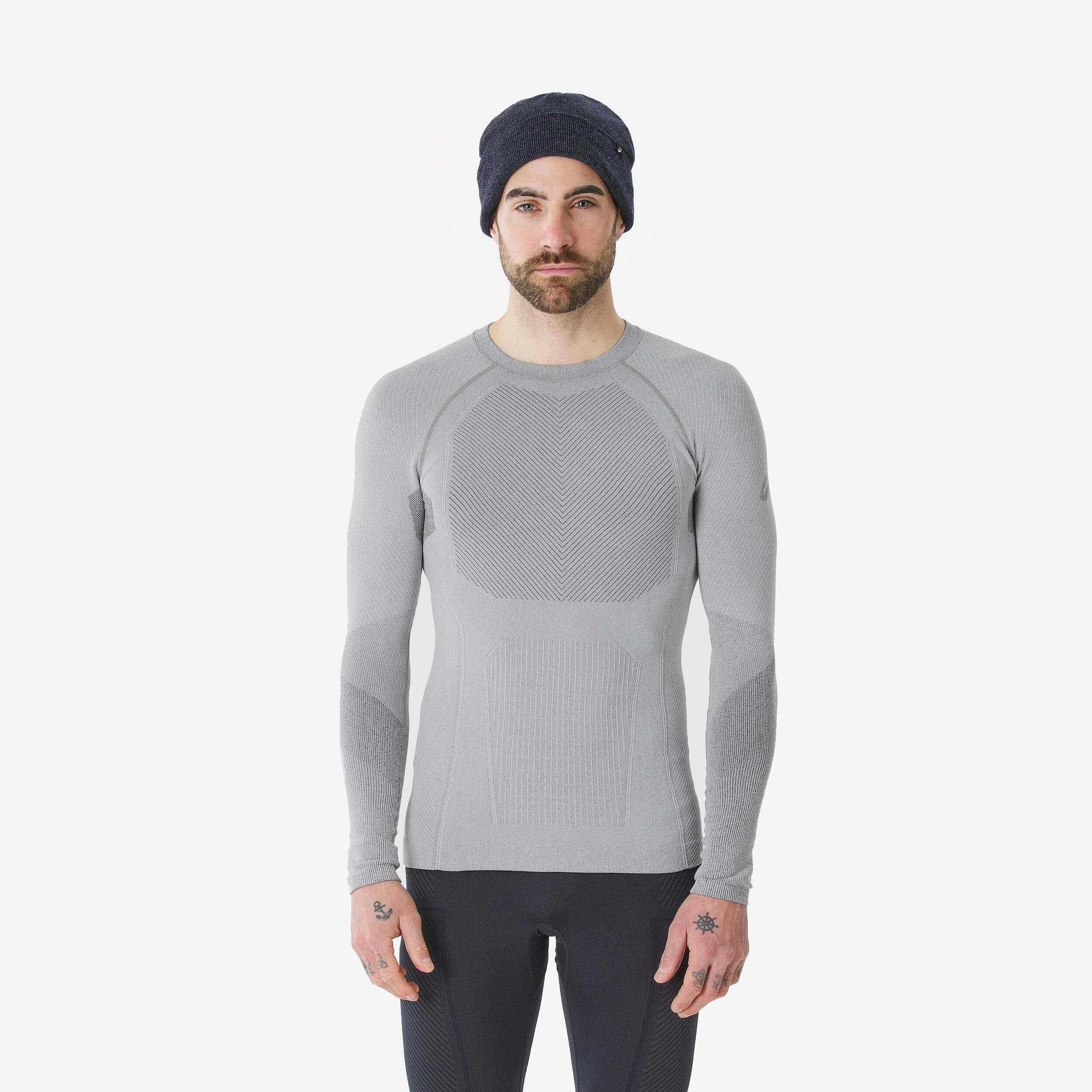 Men's thermal and breathable base layer, BL TOP 900 tech grey WEDZE ...