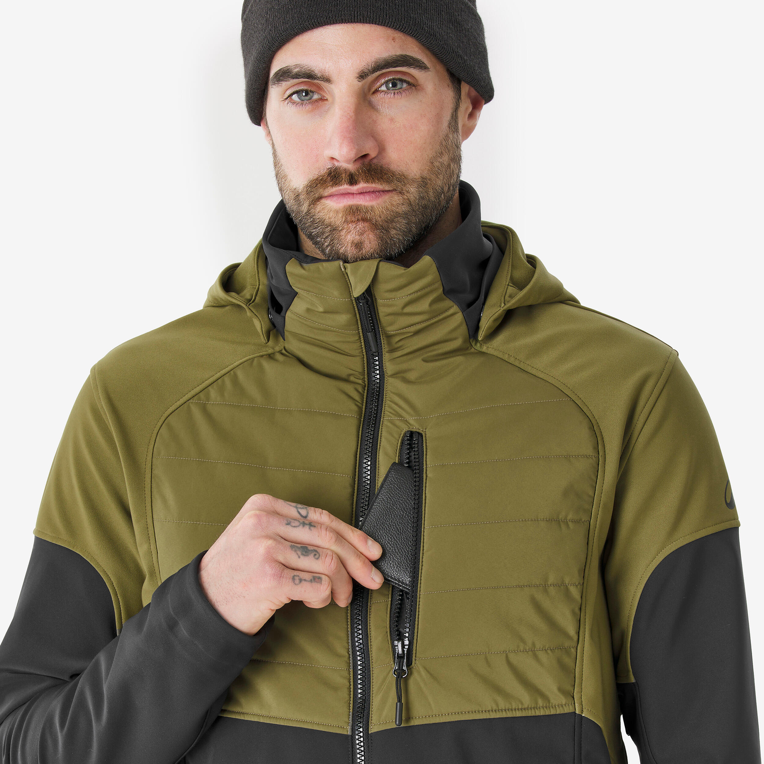 Men’s lightweight, water-repellent softshell ski jacket 900 - Black and ...