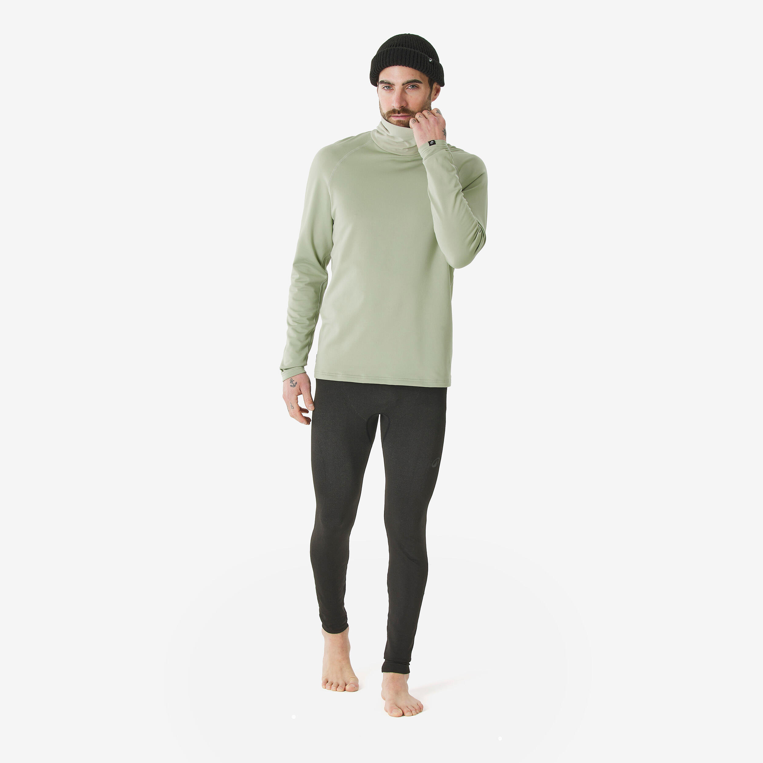 Men’s warm and breathable turtleneck ski base layer - BL 500 - Sage ...