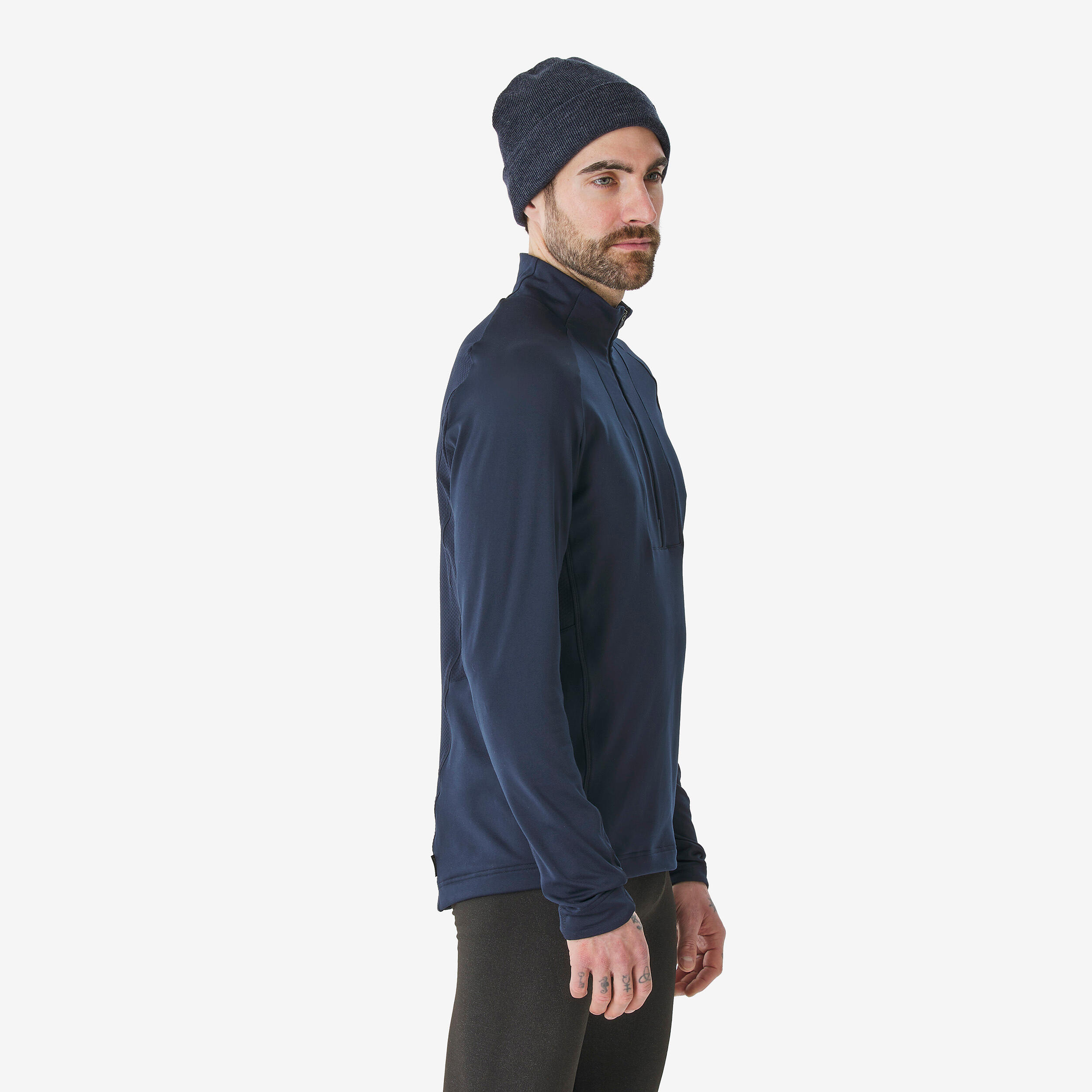 Men’s thermal base layer, BL TOP 500 half-zip navy blue - Decathlon