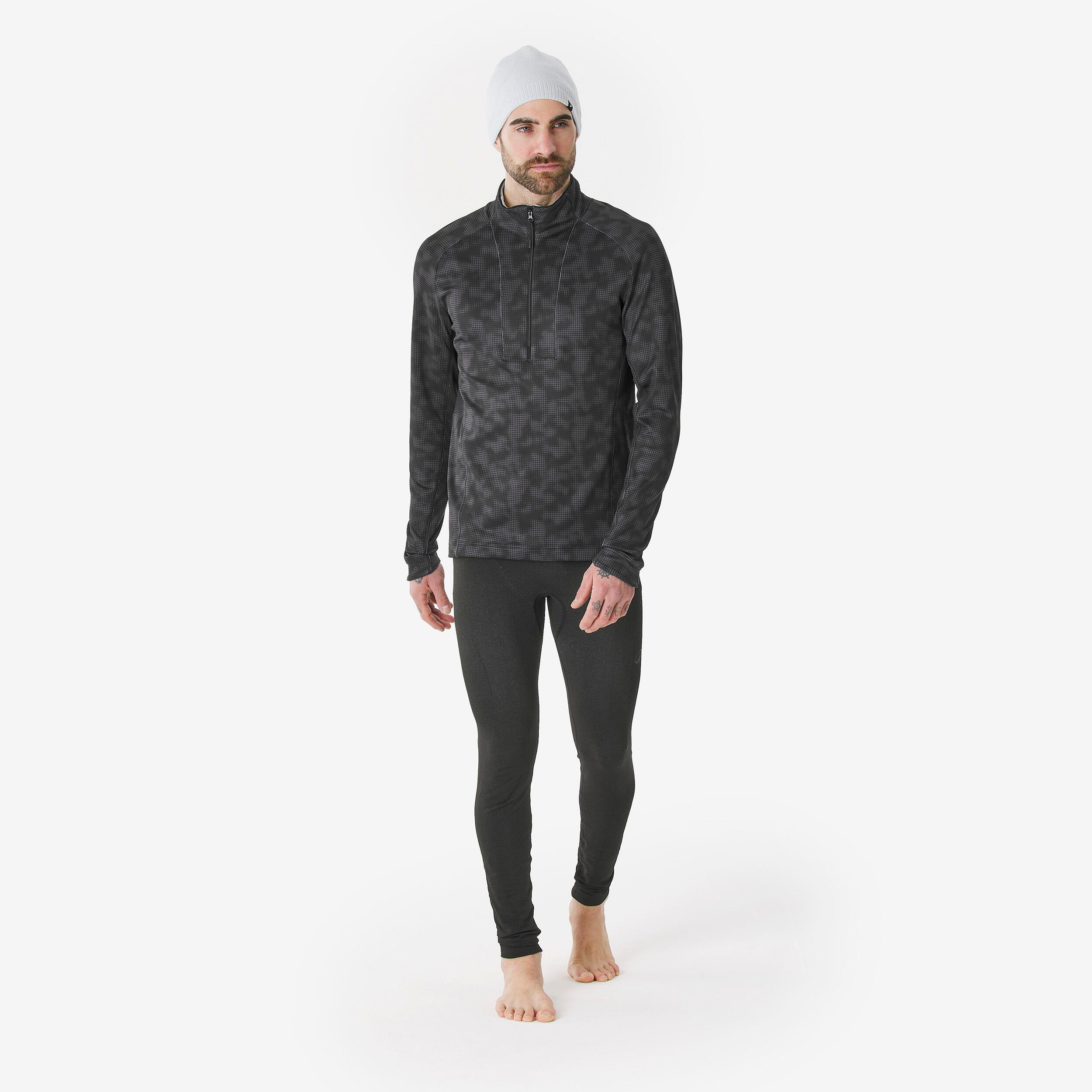 Men’s thermal base layer, BL TOP 500 half-zip - Black pattern | Decathlon