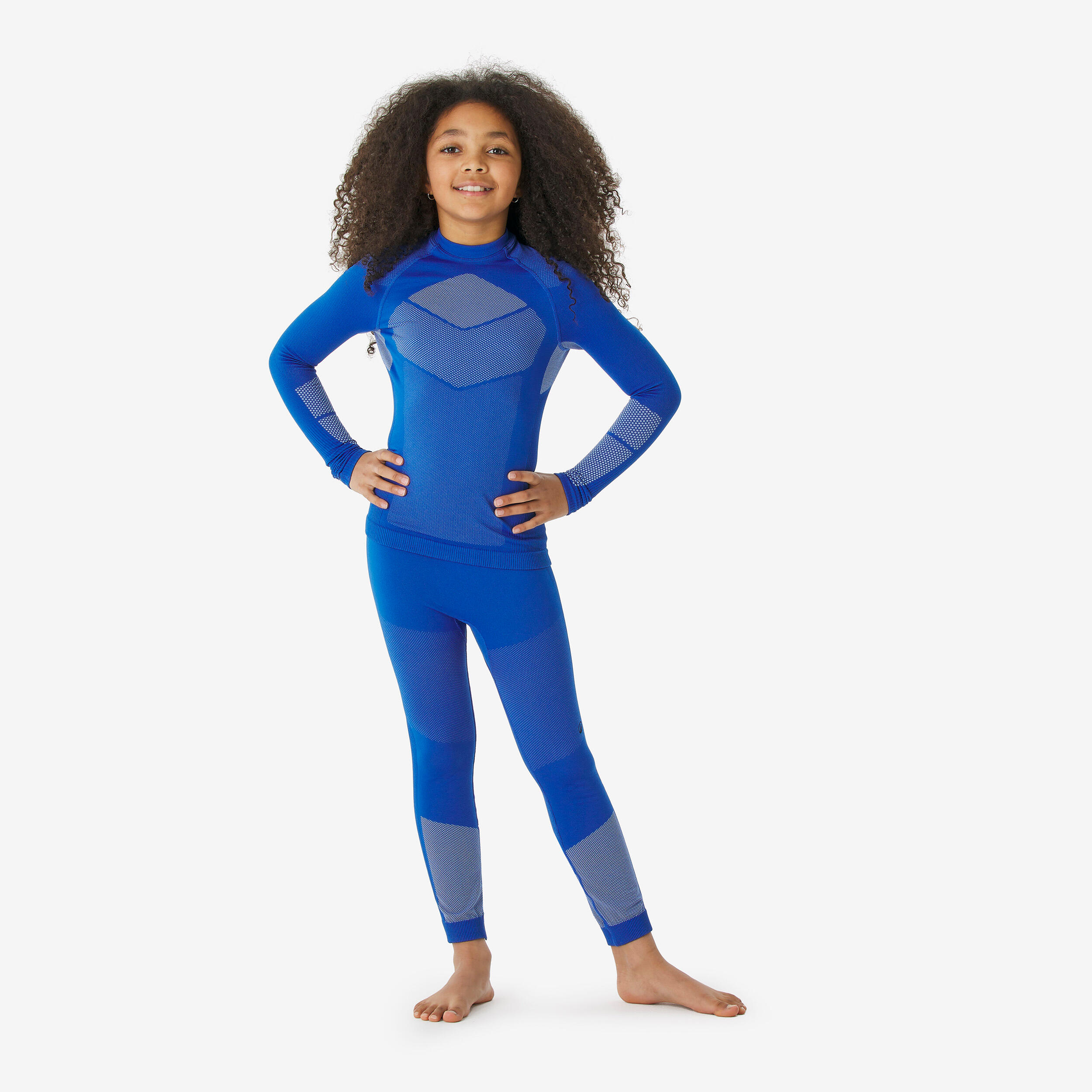 Thermoshirt BL 900 voor kinderen 5-15 jaar naadloos blauw | Decathlon