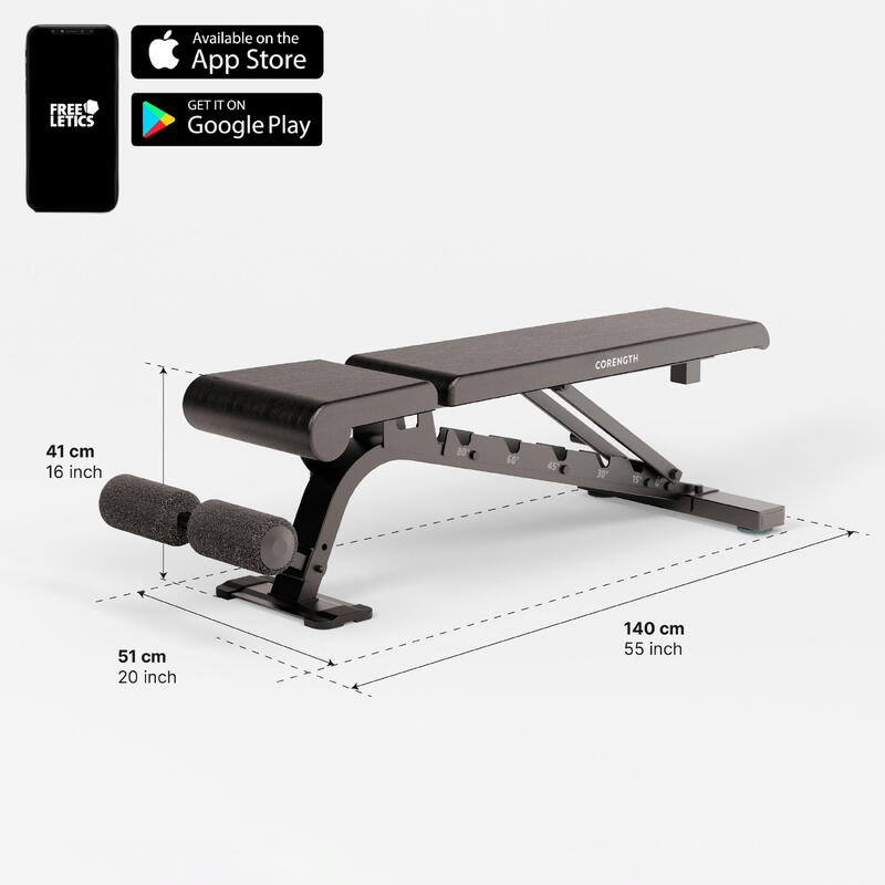 Reinforced, inclinable and adaptable weight bench - bench 900 CORENGTH ...