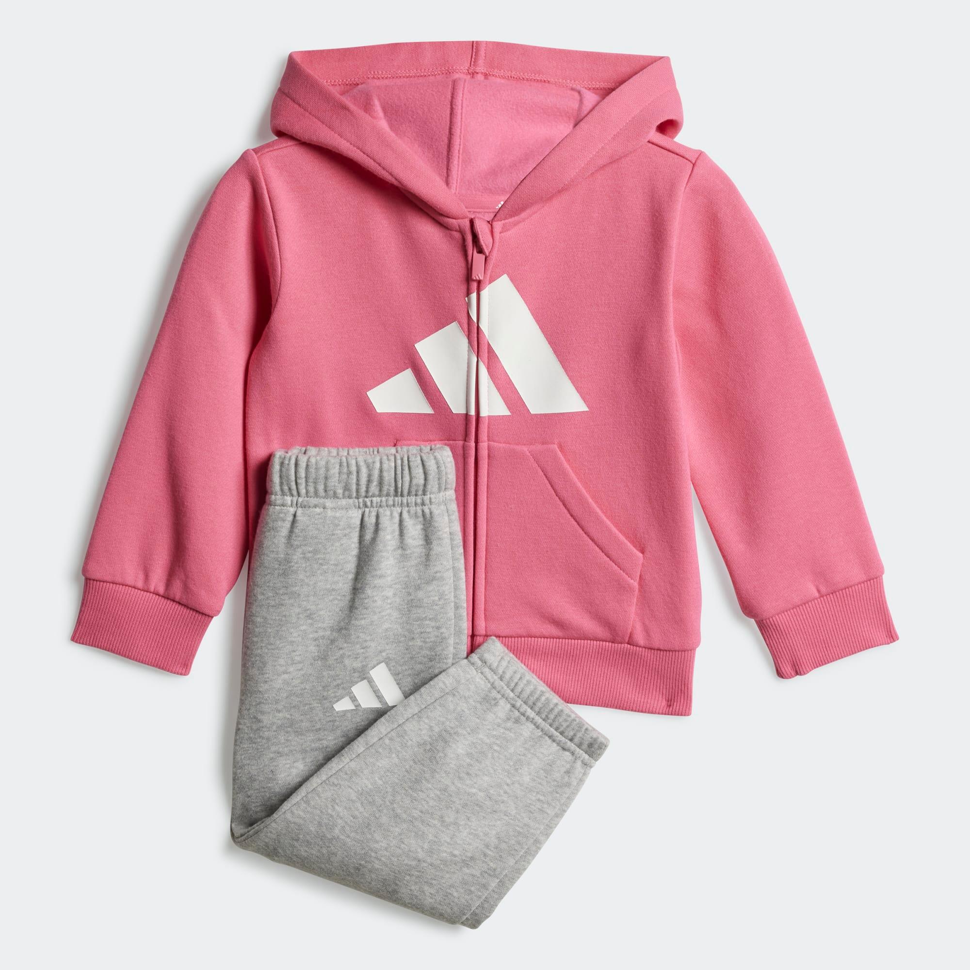 Baby Zip-Up Tracksuit Outfit - Pink/Grey - Decathlon