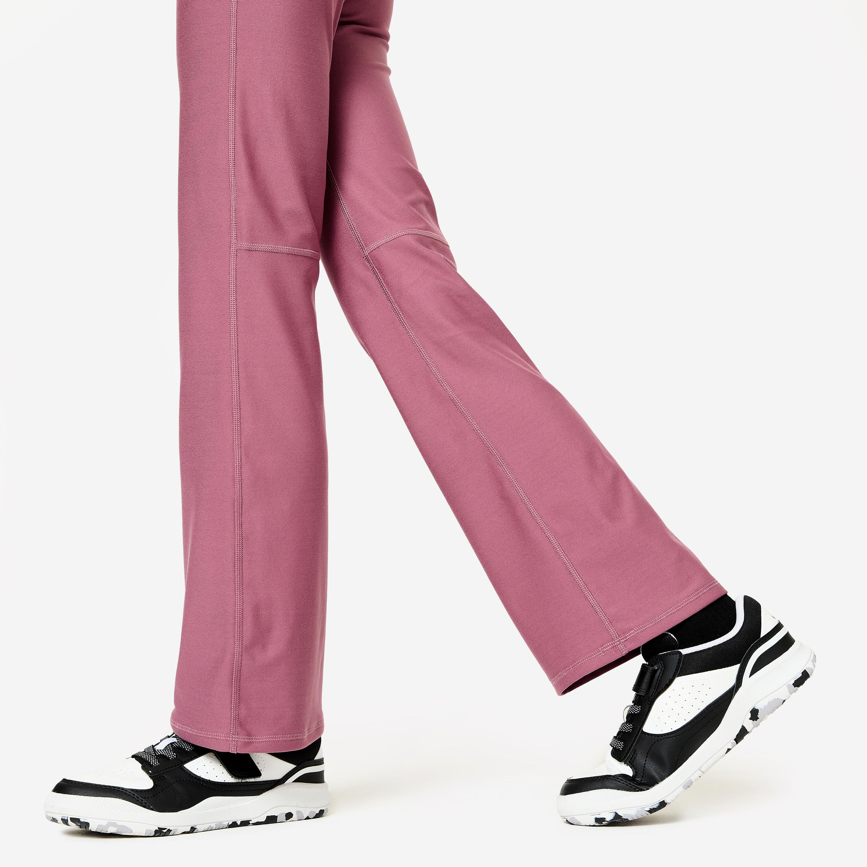 Girls' High-Waisted Flared Fitness Leggings - Purple DECATHLON | Decathlon