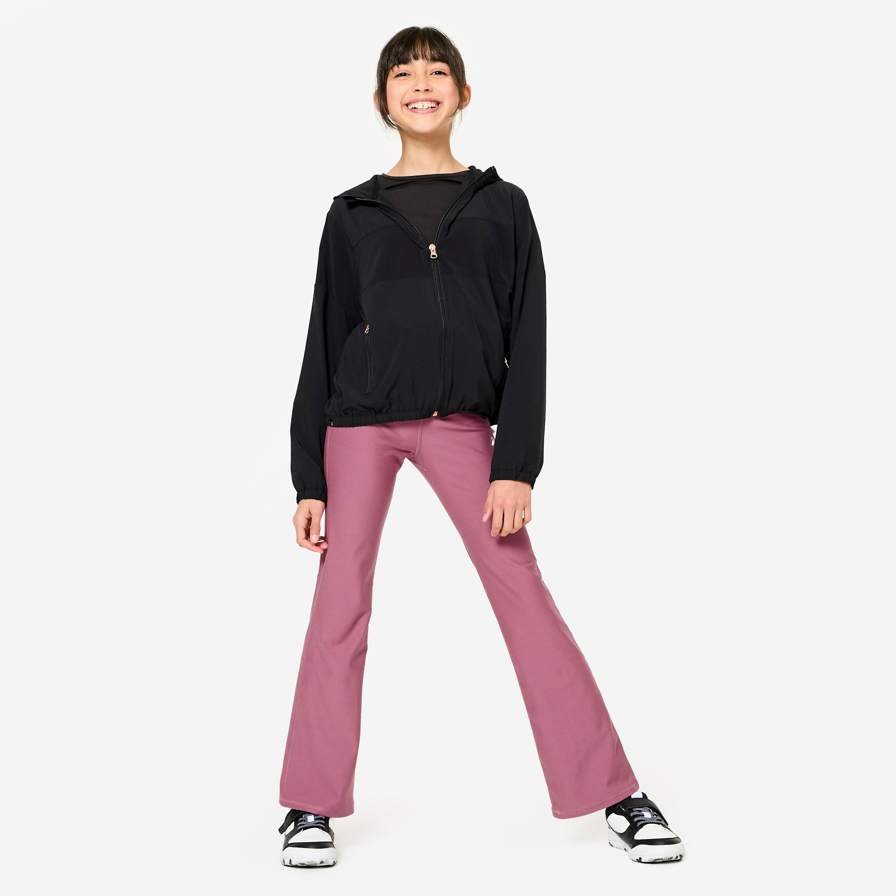 Girls' High-Waisted Flared Fitness Leggings - Purple DECATHLON | Decathlon