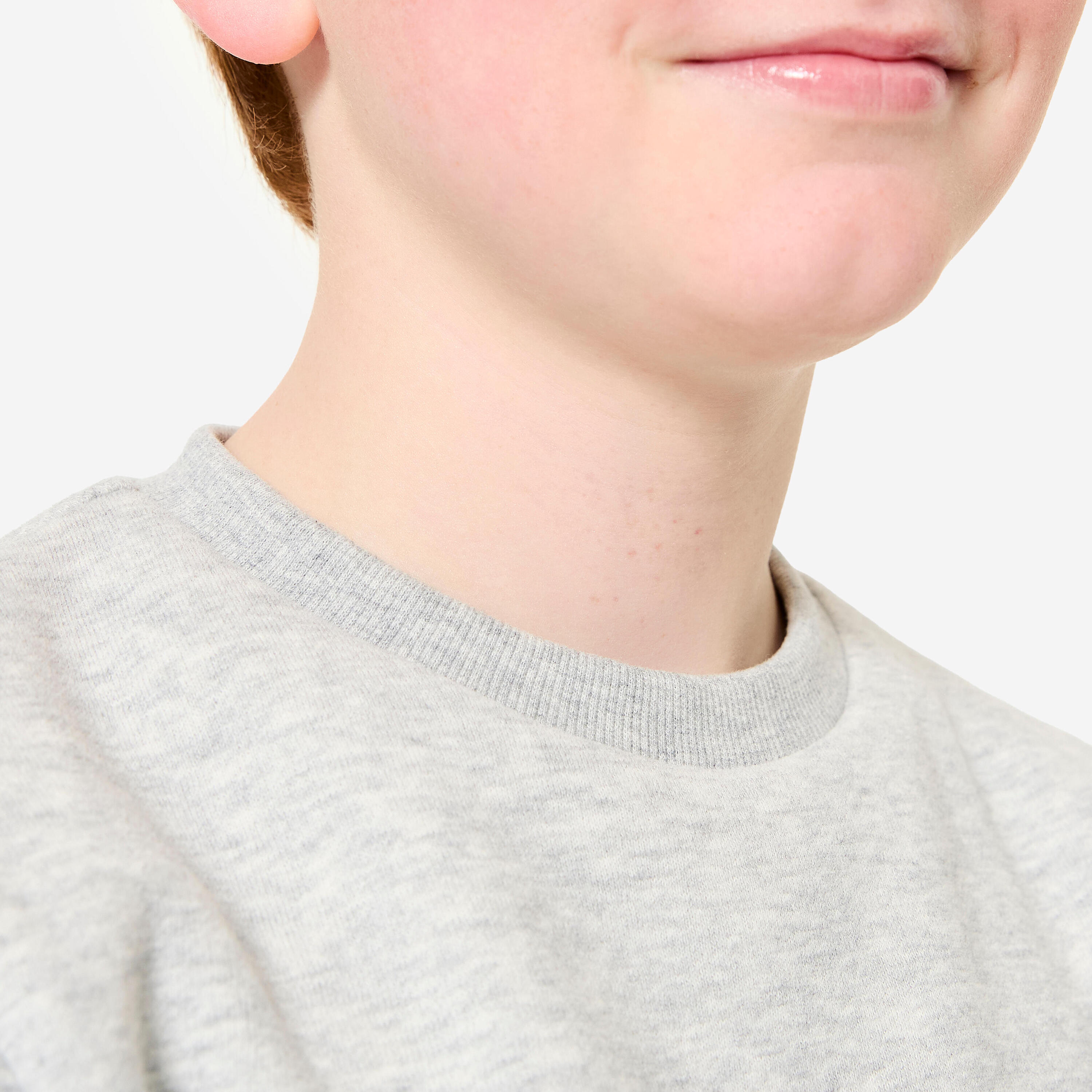 Kids' Unisex Warm Crew-Neck Sweatshirt - Grey Print DOMYOS | Decathlon