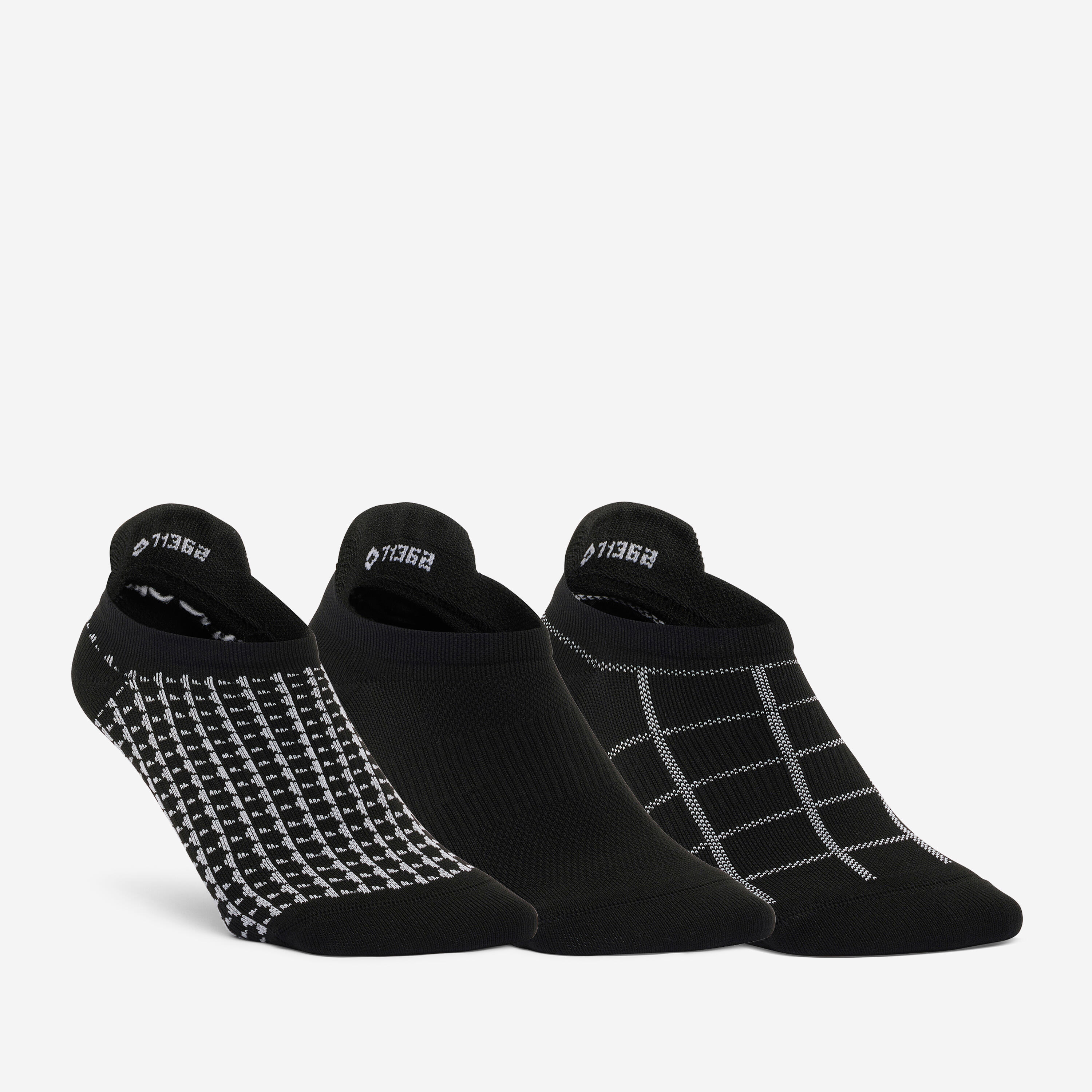 Women's Invisible Fitness Socks Tri-Pack - Black/White - Decathlon