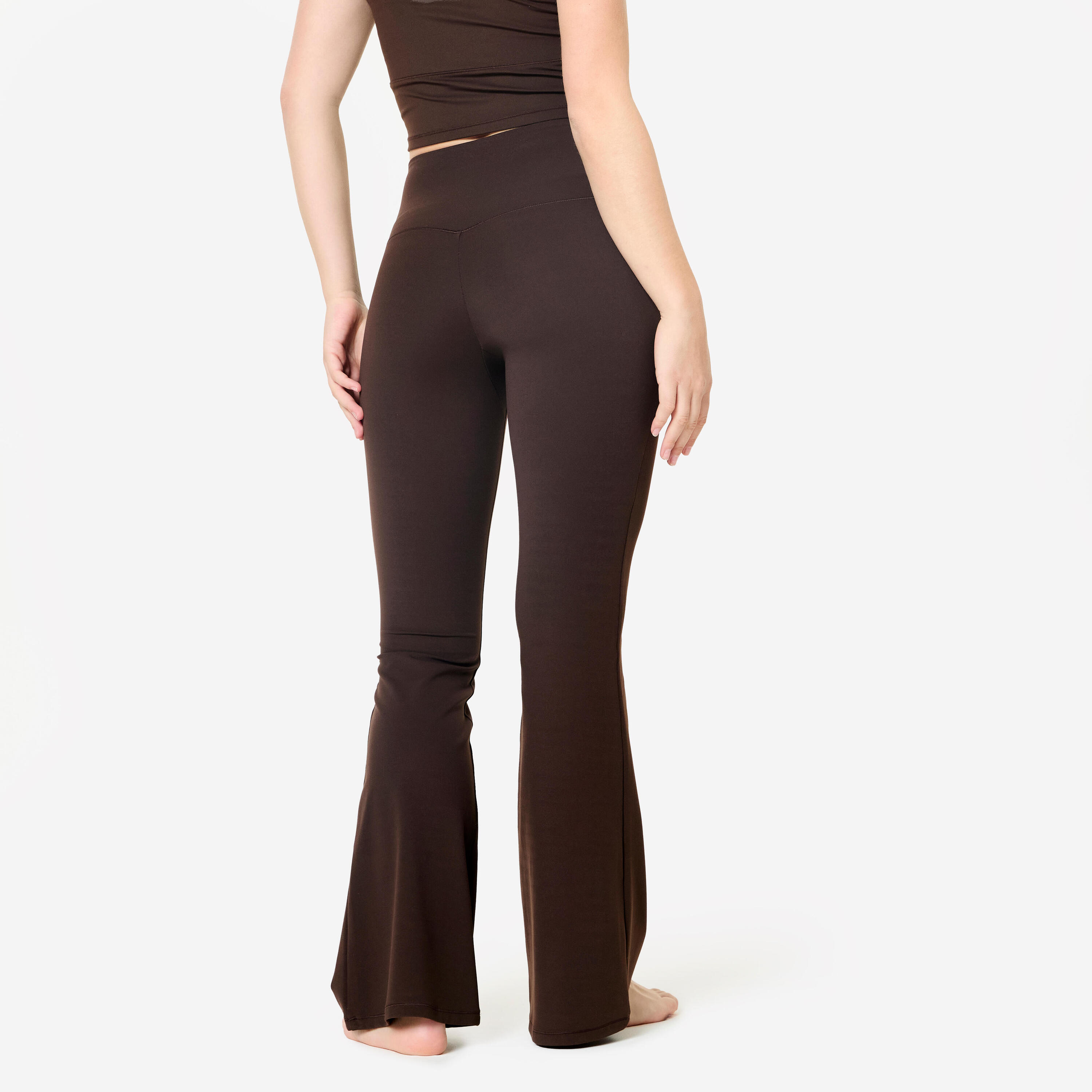 Stretchy & Soft Pilates & Yoga Flared Leggings Breathe - Brown | Decathlon