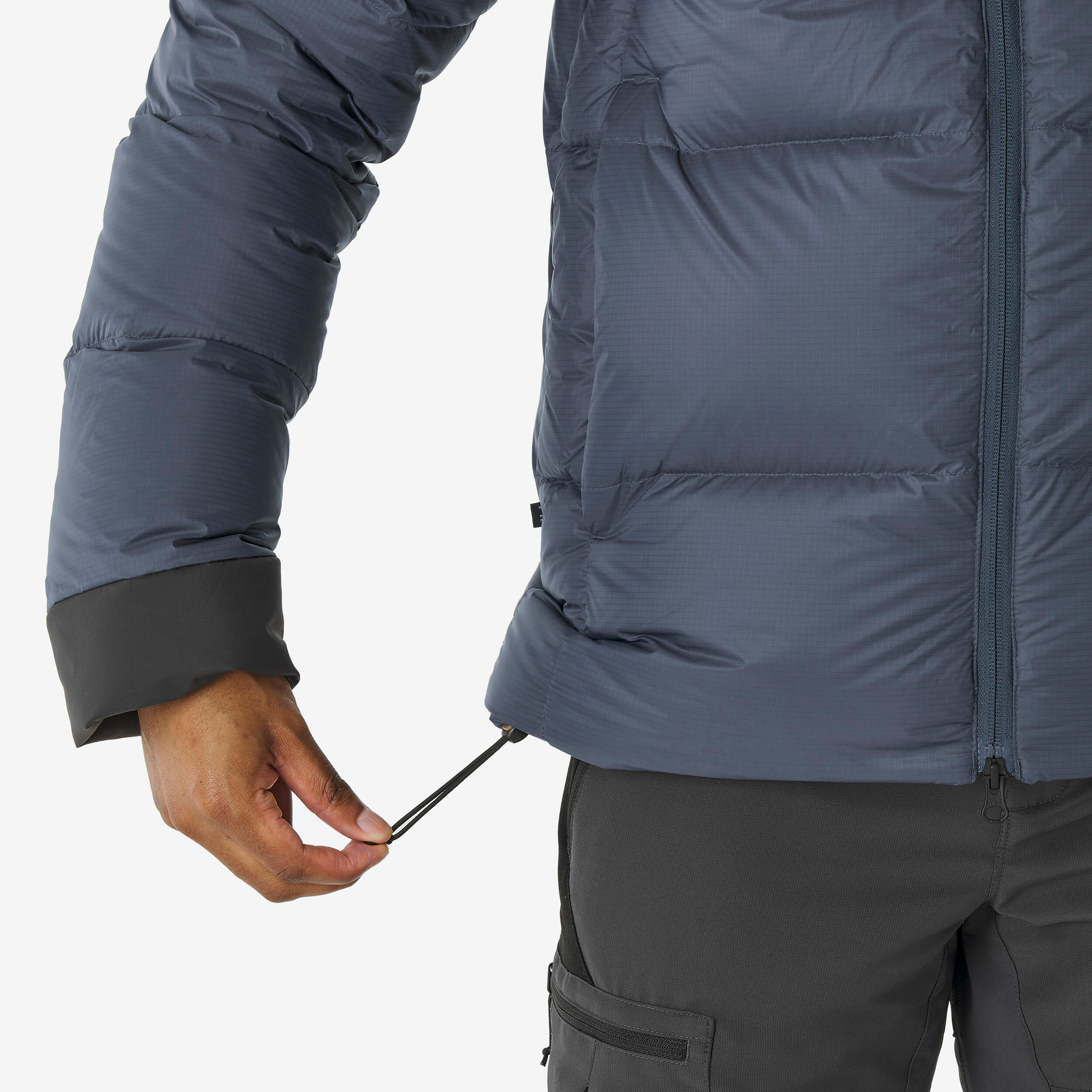 Men’s Hooded Down Winter Jacket, MT 900 - Slate grey, Smoked black ...