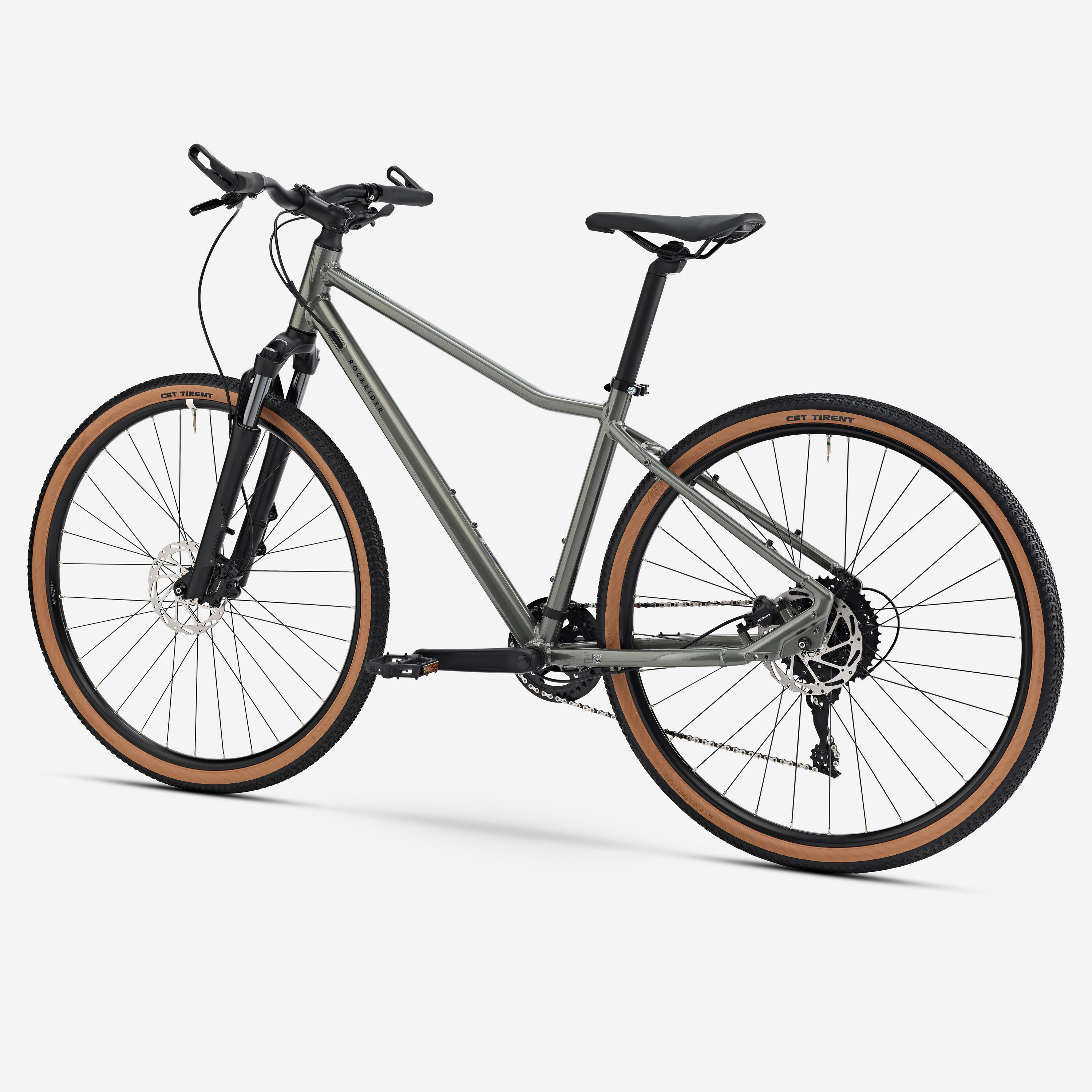 Hybrid bike high frame, ACTV 500 green ROCKRIDER | Decathlon