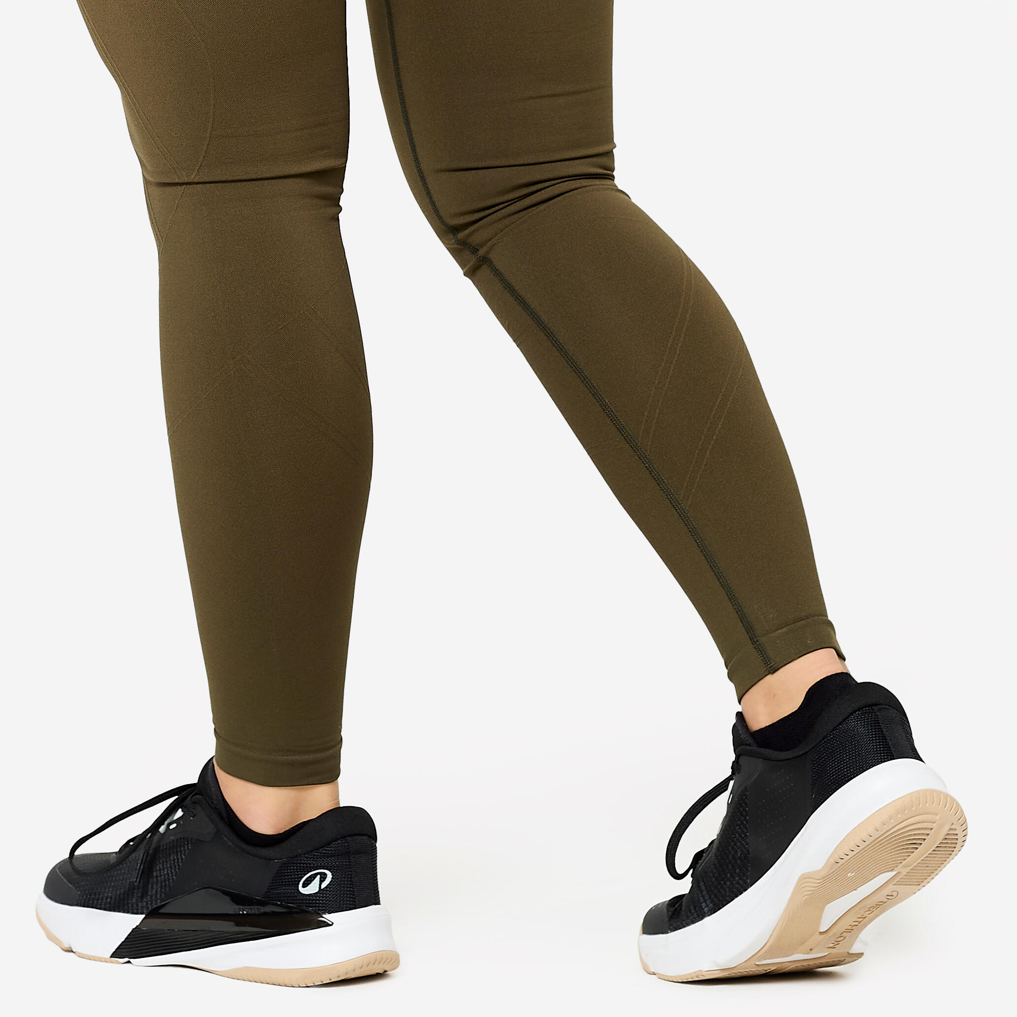 Push-Up bešavne tajice ženske kaki-zelene - Decathlon