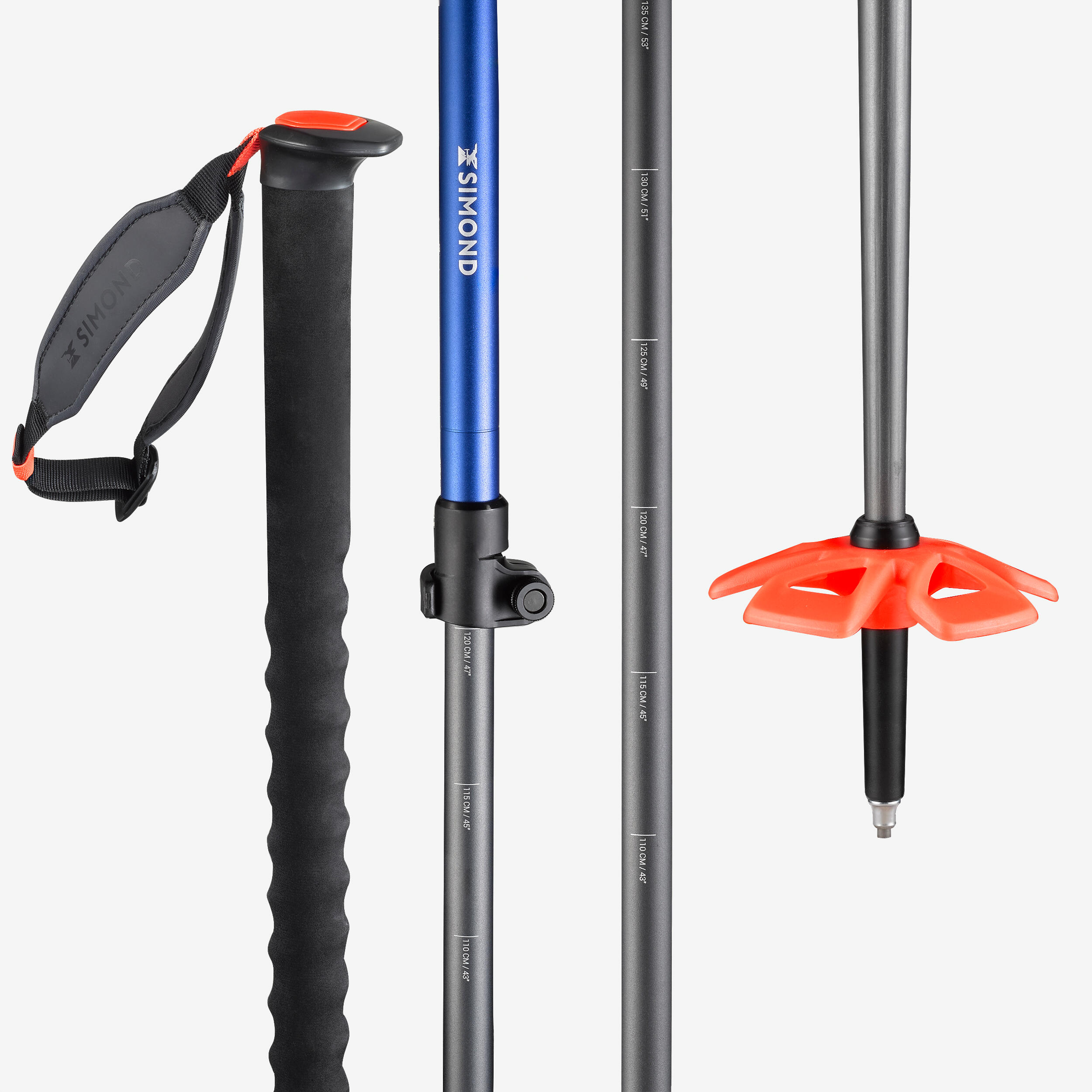 Simond Vario 2 Safety Telescopic Freeride and Hiking Ski Poles - Blue ...