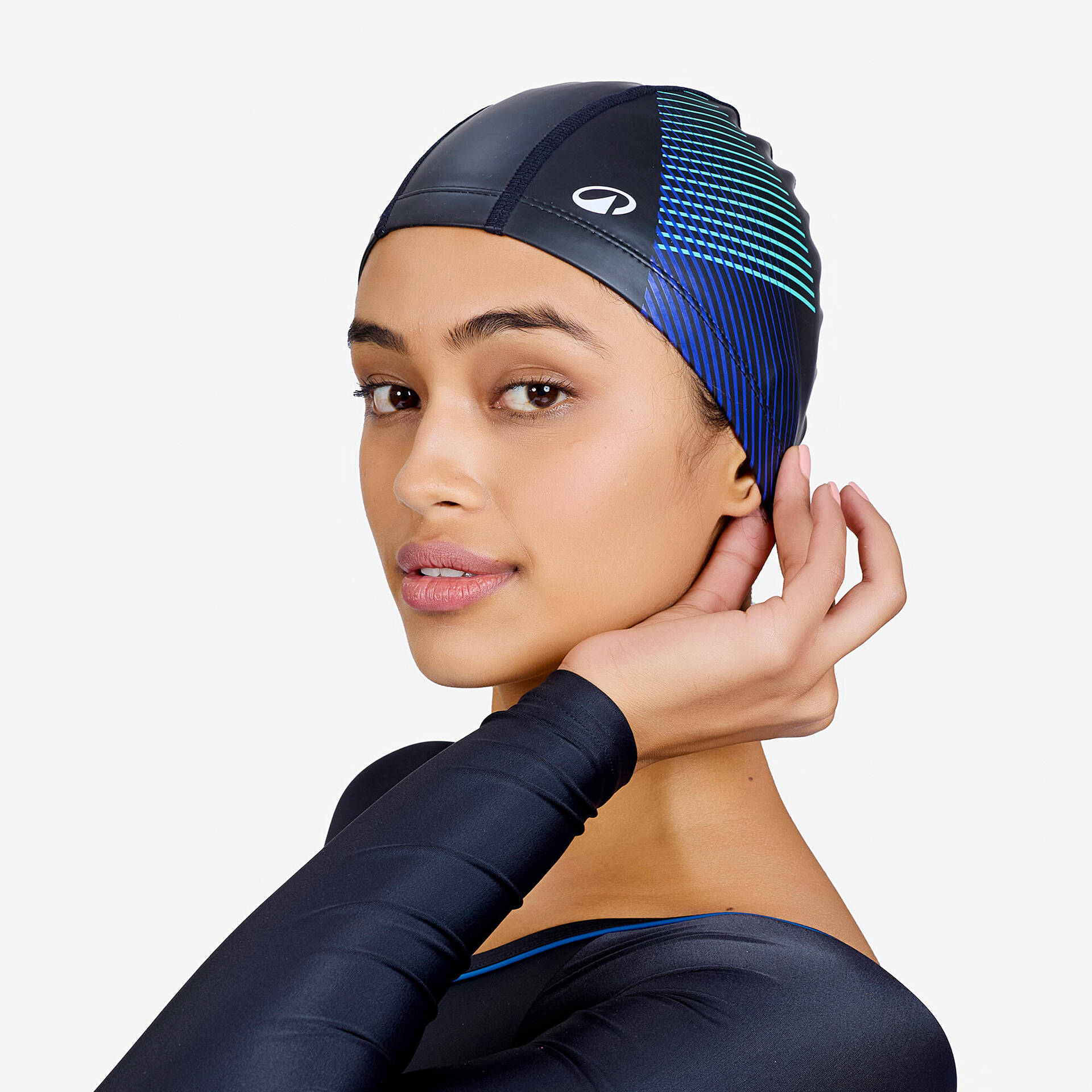 Silicon Mesh Swim Cap for Adults (56-60 cm) Tria - Black