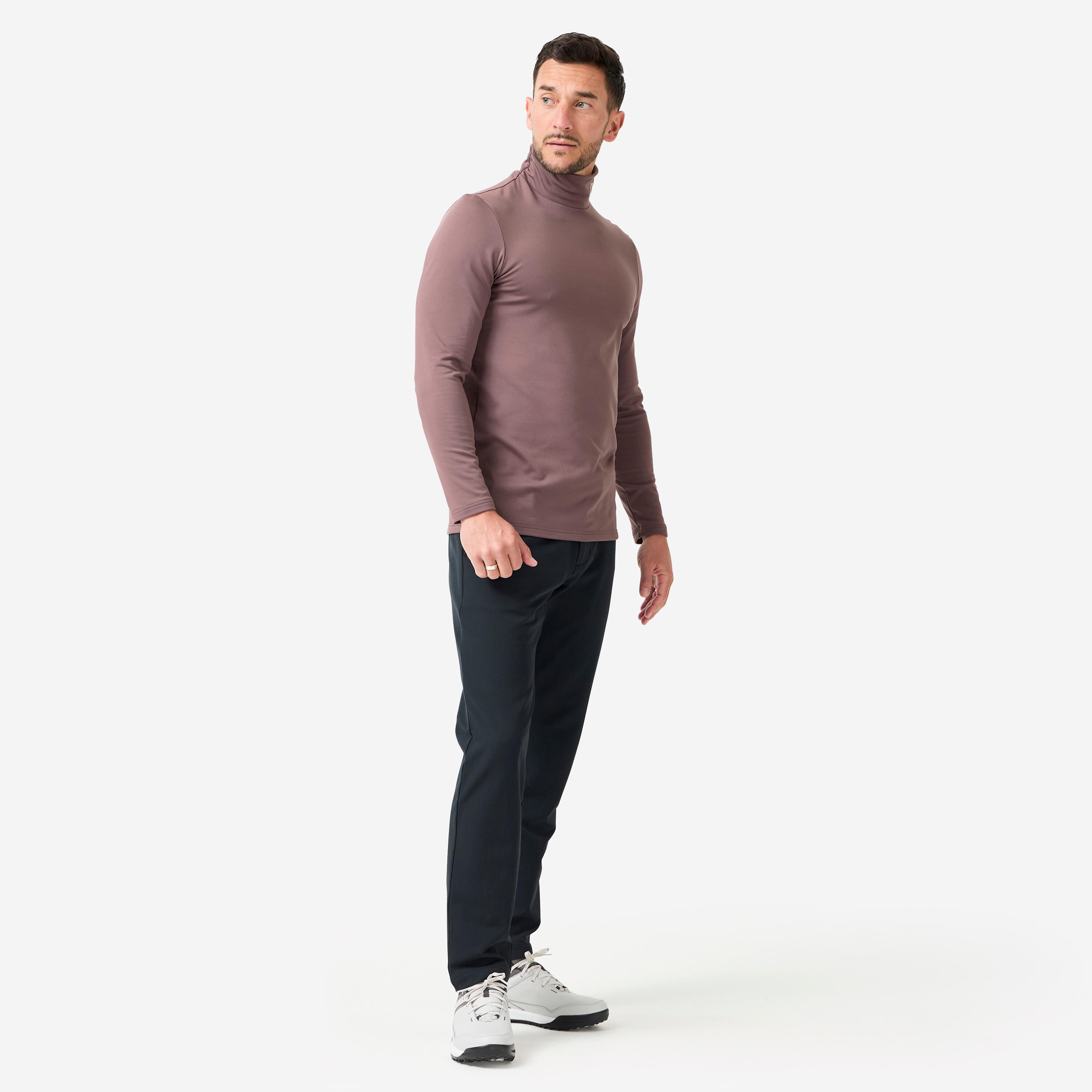 Pánske termotričko na golf s rolákovým golierom CW500 hnedé - Decathlon