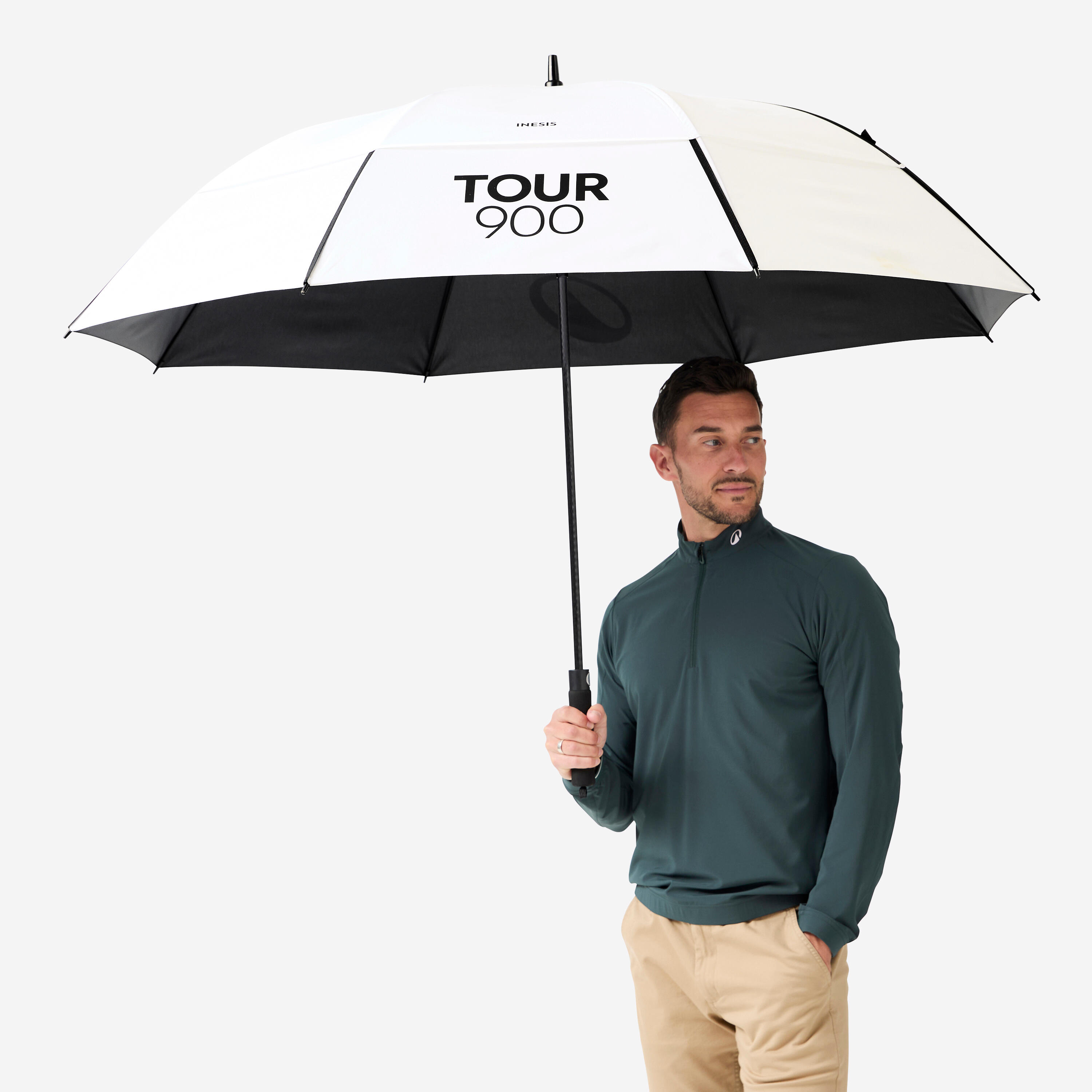 Golf umbrella 170cm, Tour 900 white and black INESIS | Decathlon