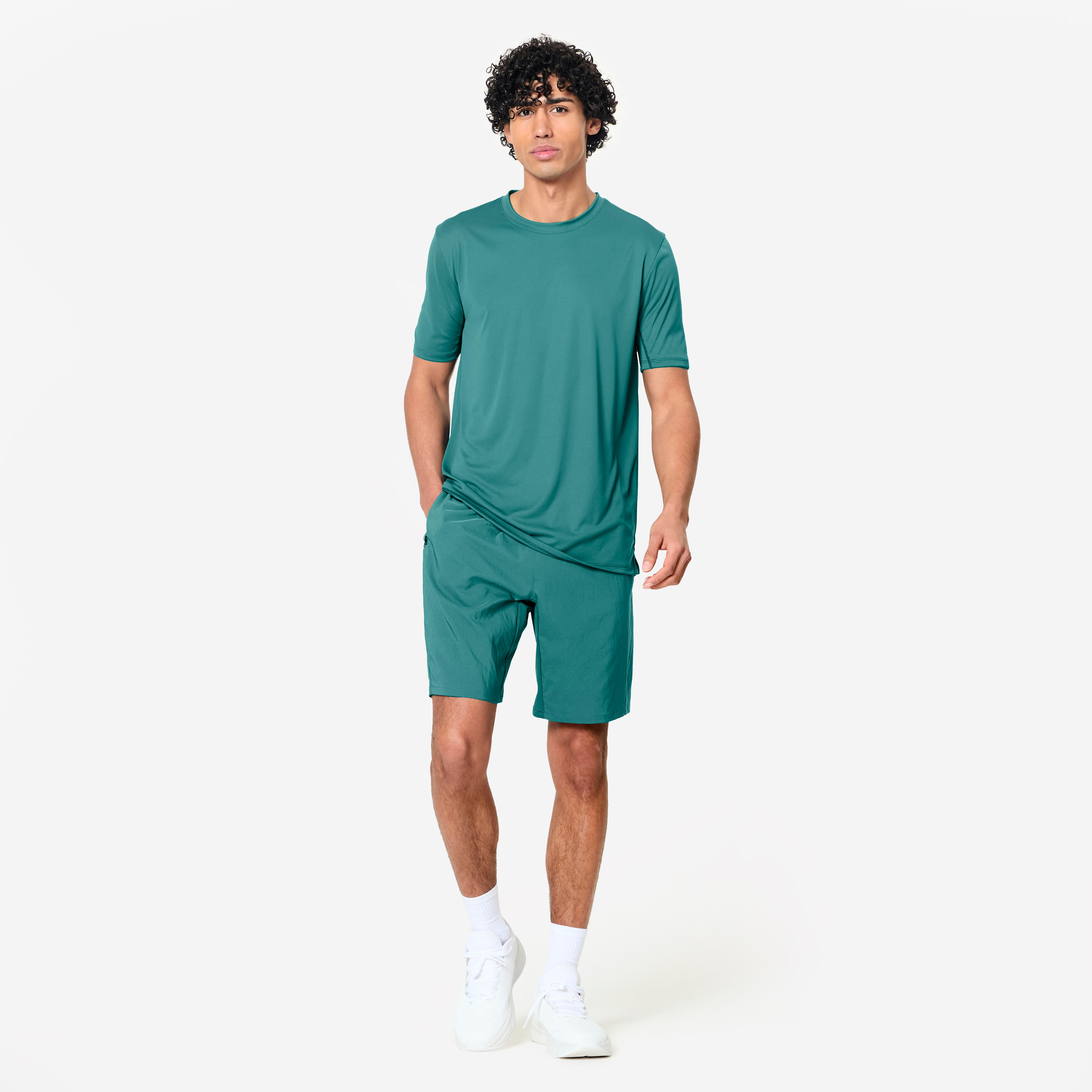 Men's Breathable Fitness Shorts with Zip-Up Pockets - Teal - Decathlon