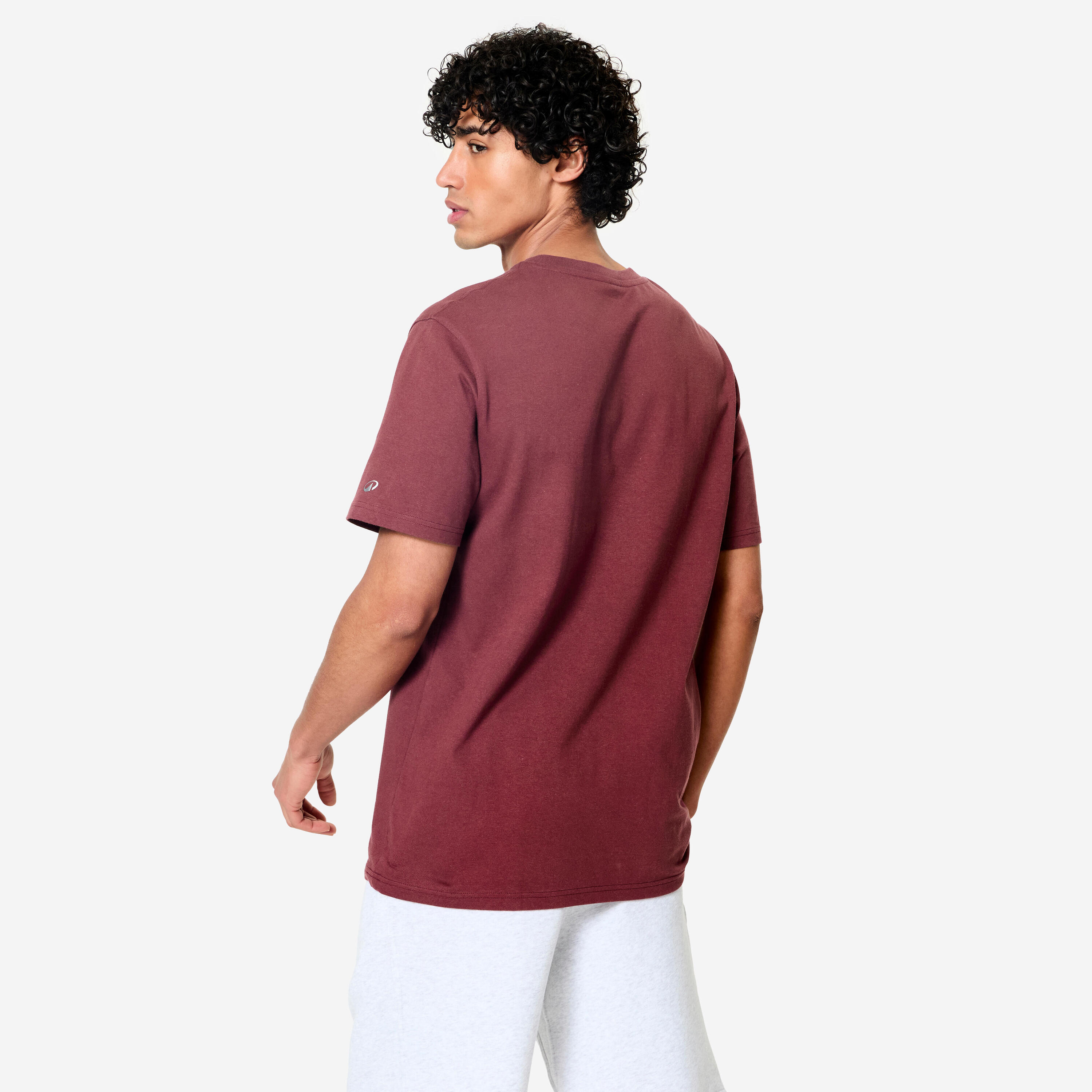 Men's Short-Sleeved Crew-Neck Fitness T-Shirt - Purple/Burgundy | Decathlon