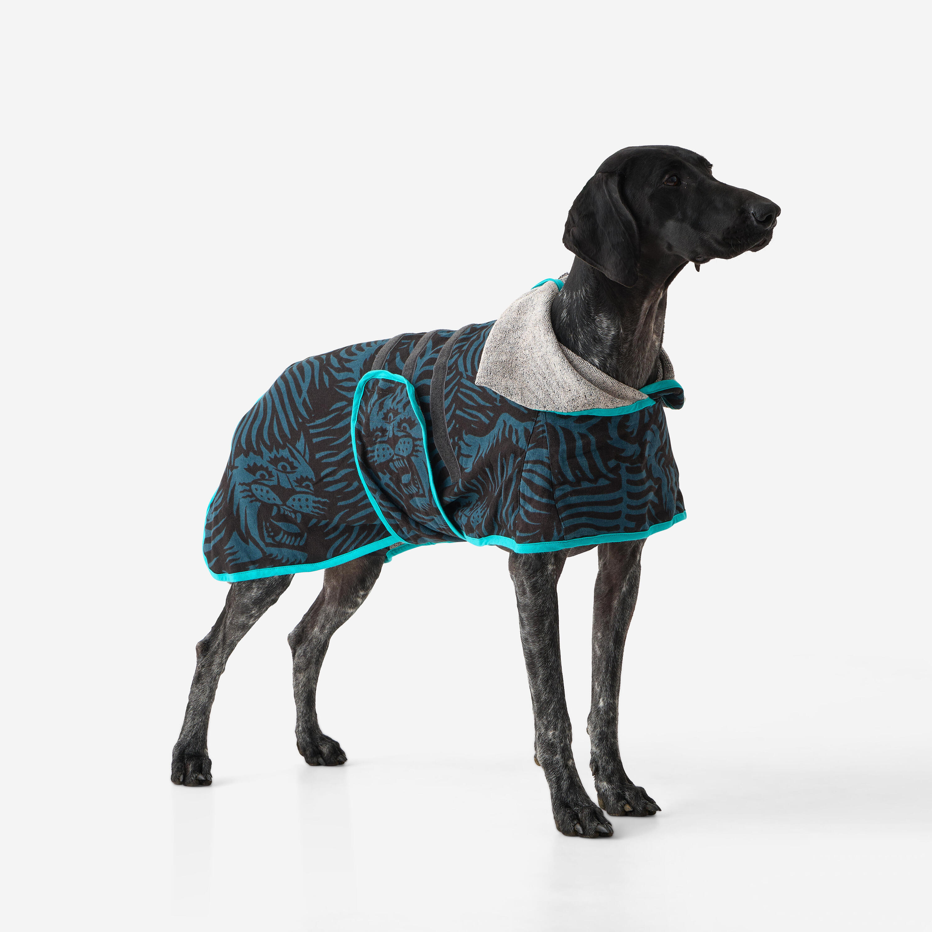 Second Life - DOG TOWEL ROBE - BLACK WITH BLUE PATTERNS - EXCELLENT ...