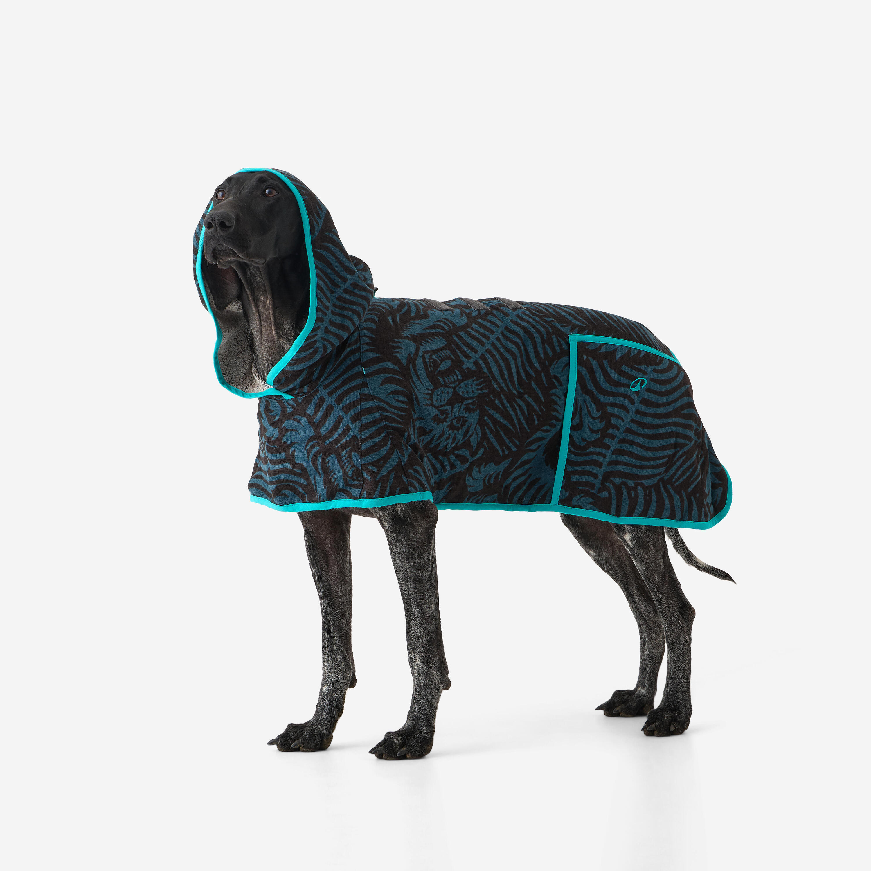 Second Life - DOG TOWEL ROBE - BLACK WITH BLUE PATTERNS - EXCELLENT ...