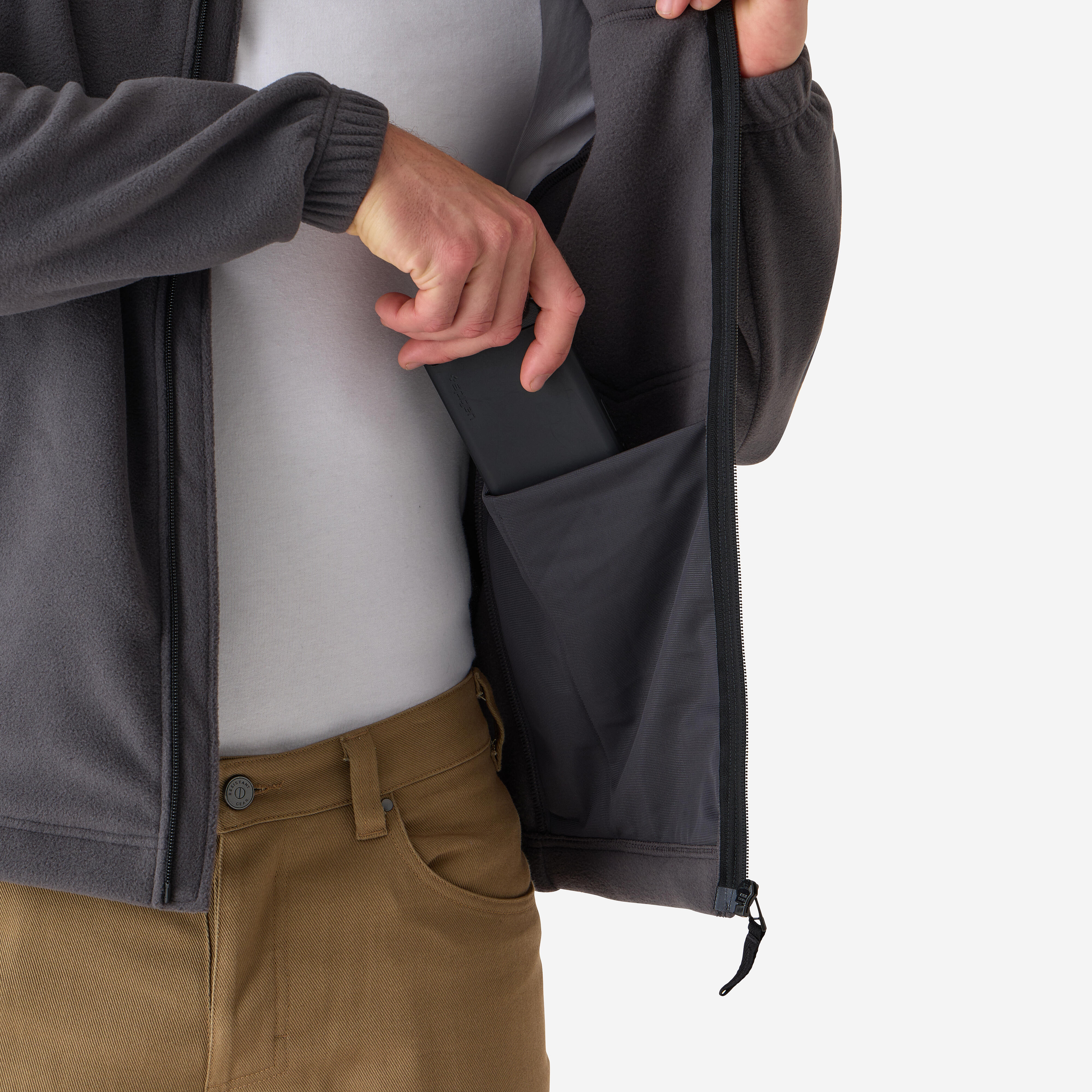 Men's Fleece Hunting Jacket – 500 - Carbon grey, smoked black ...