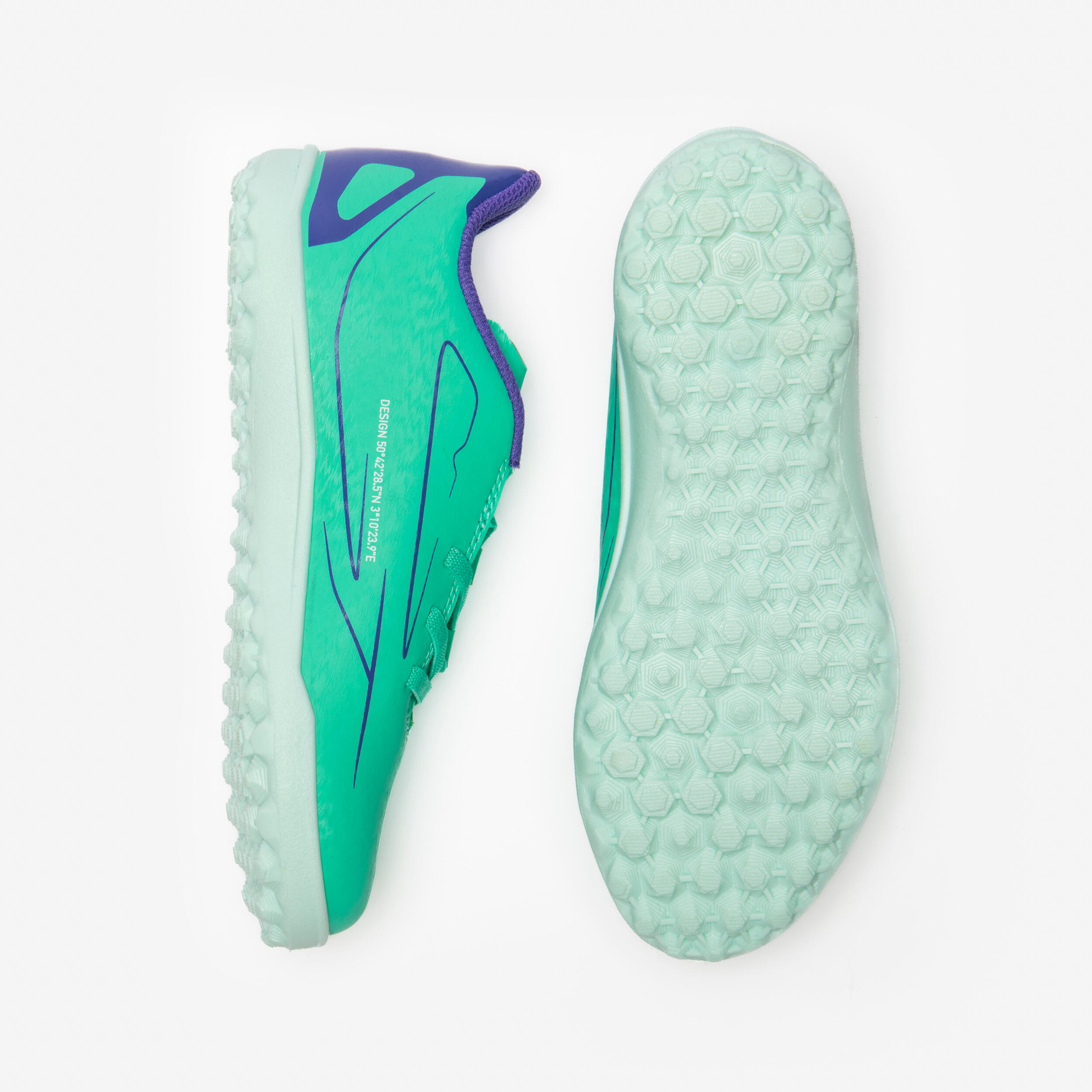 Guayos de fútbol con velcro niño 160 easy turf verde - Decathlon