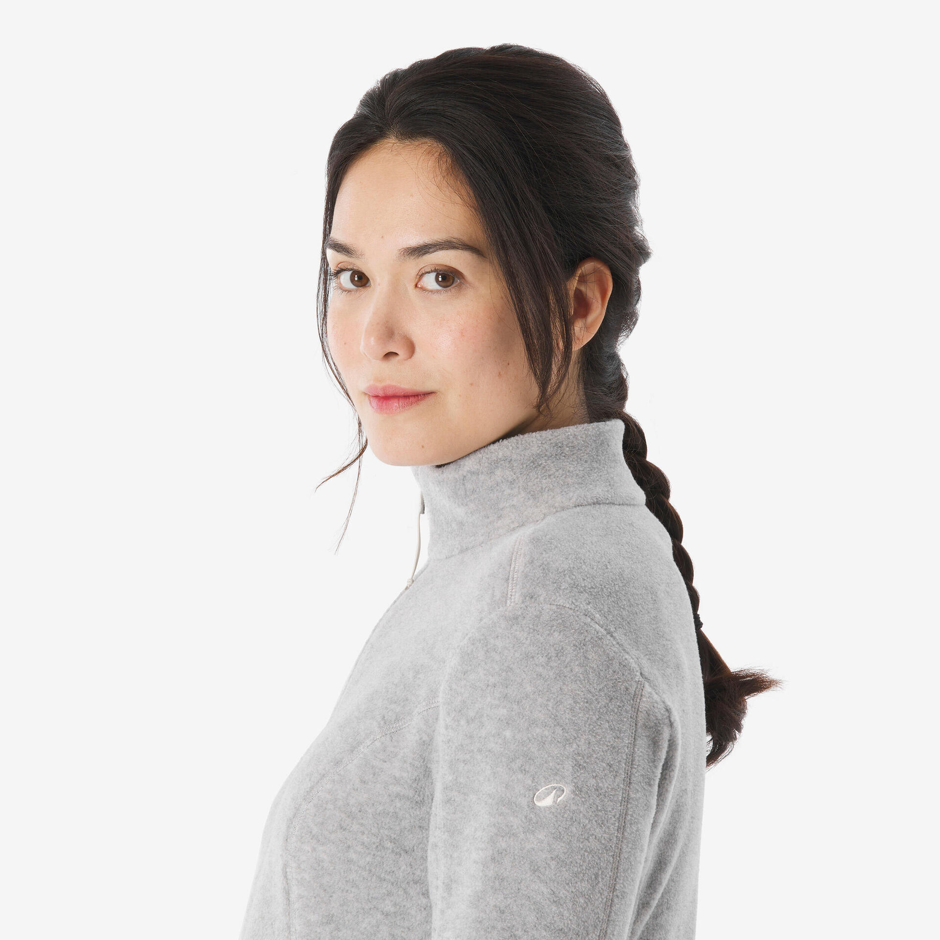 Women’s mountain hiking fleece jacket, MH100 Full Zip - White