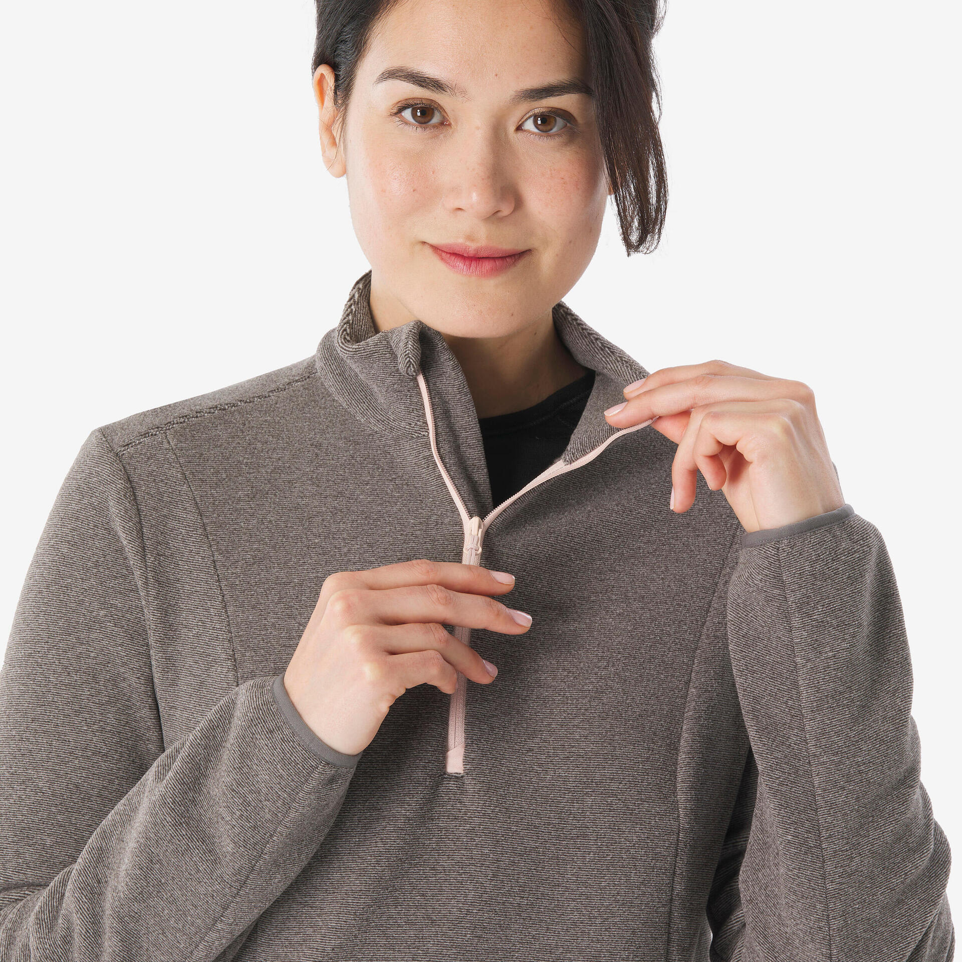 Women's Half-zip Fleece Jacket MH100 - Grey