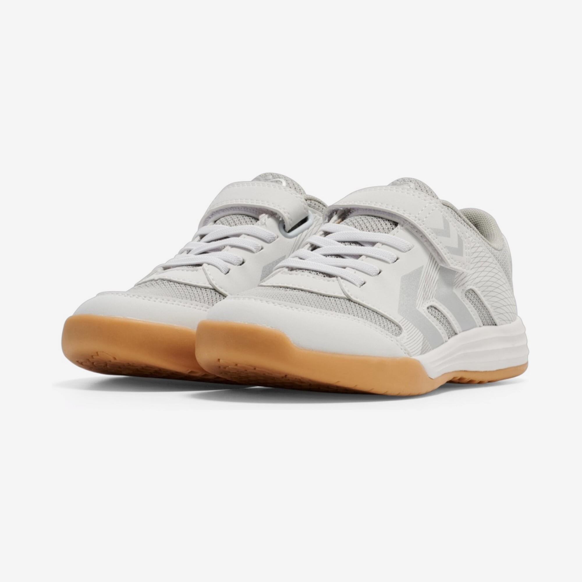 Kids' Handball Shoes Multiplay VC with Rip-Tab - Beige - Decathlon