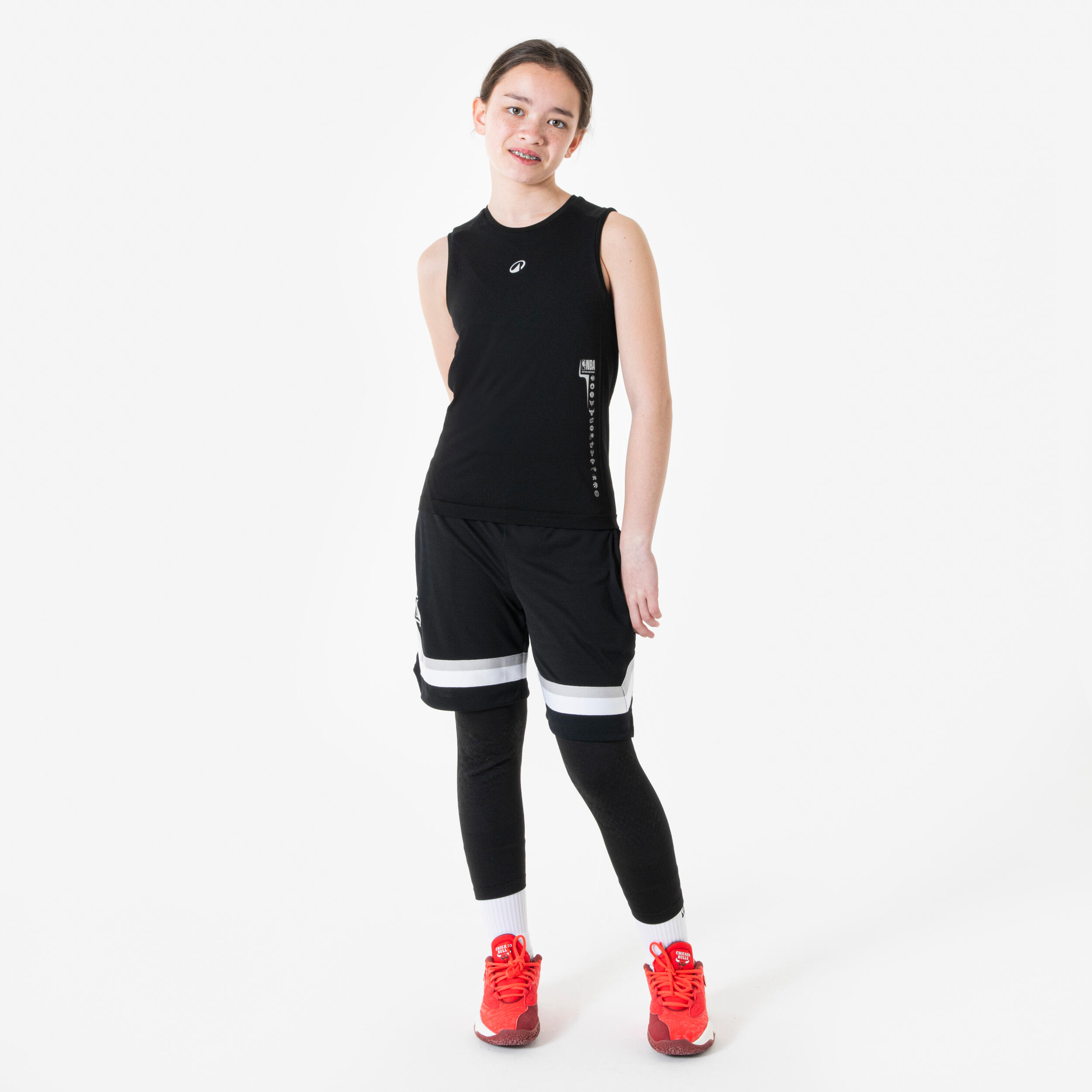 Kids' Sleeveless Basketball Base Layer Shirt - Black TARMAK | Decathlon