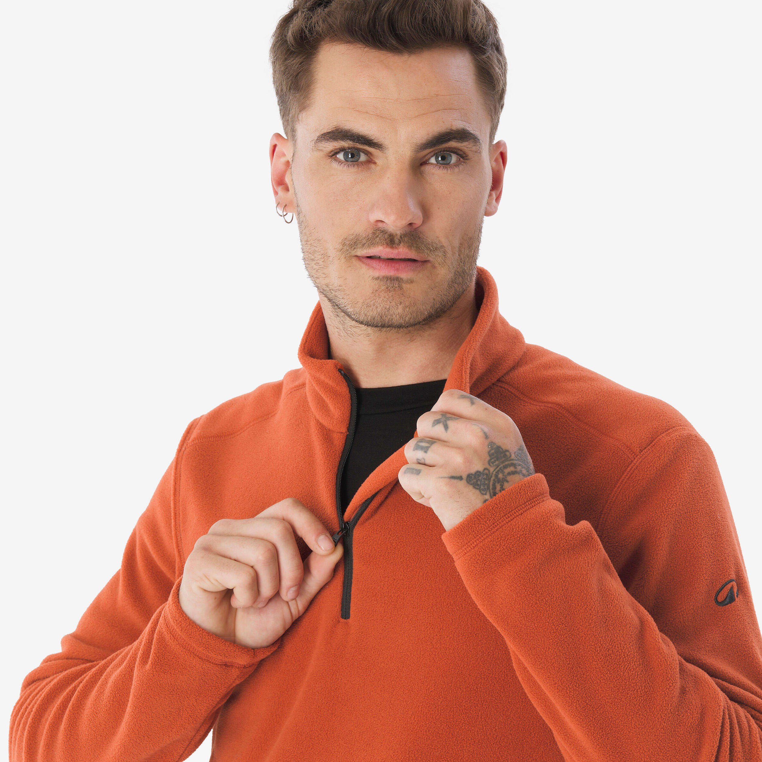 Men's Mountain Hiking Fleece MH100 Half Zip - Brown QUECHUA | Decathlon