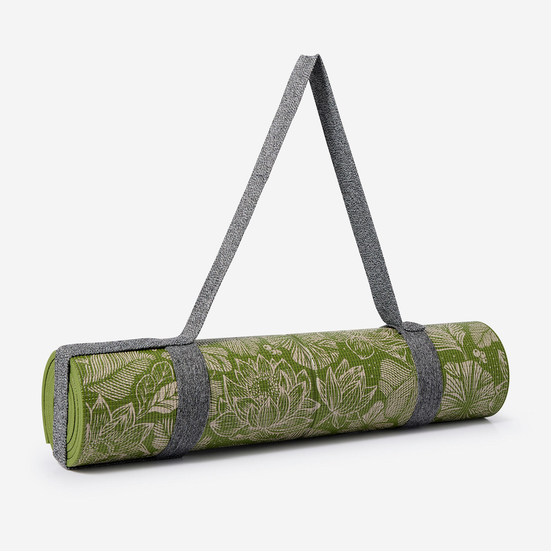 8 mm Grippy and Comfortable Gentle Yoga Mat - Green/Beige Print