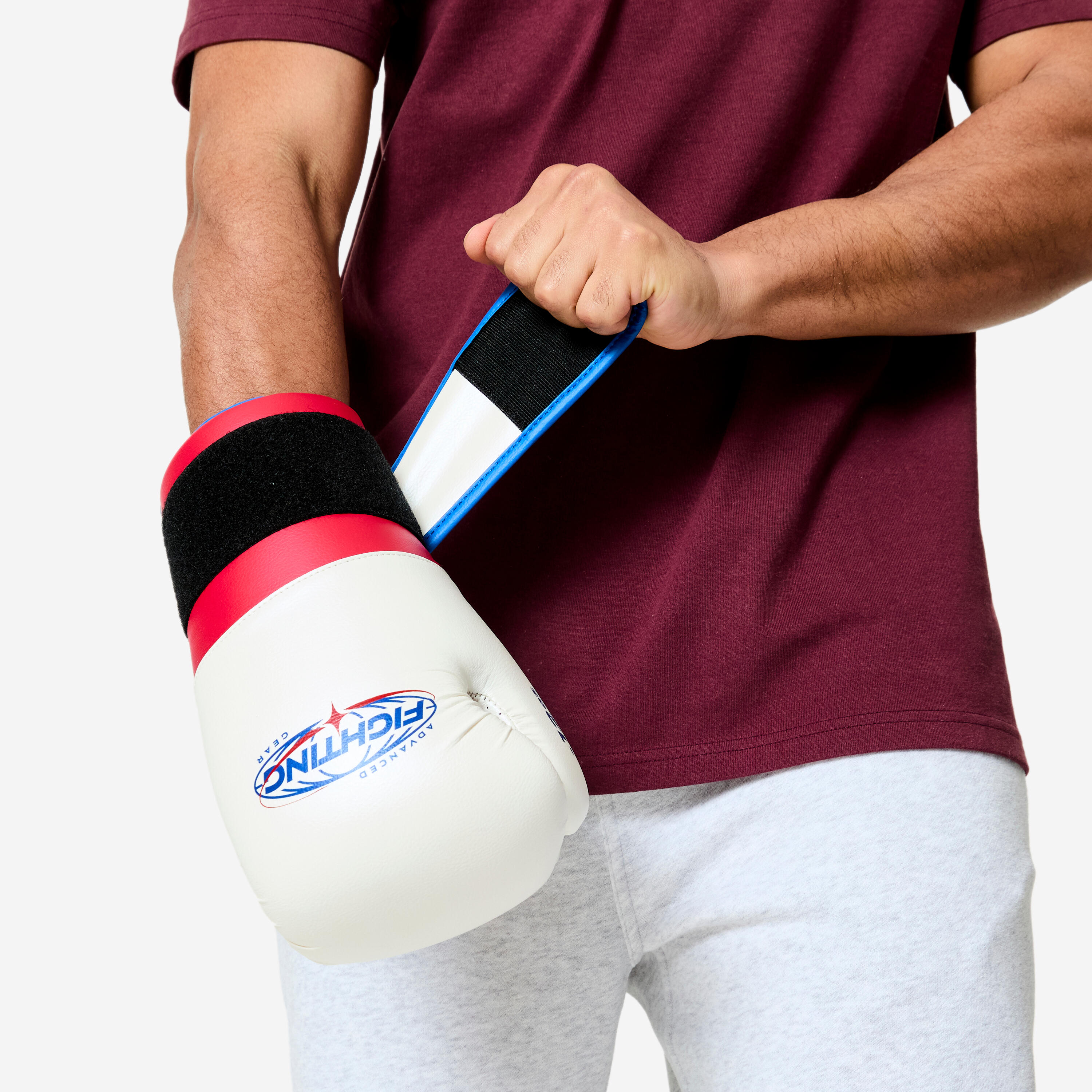 Ergonomické ochranné boxerské rukavice biele - Decathlon