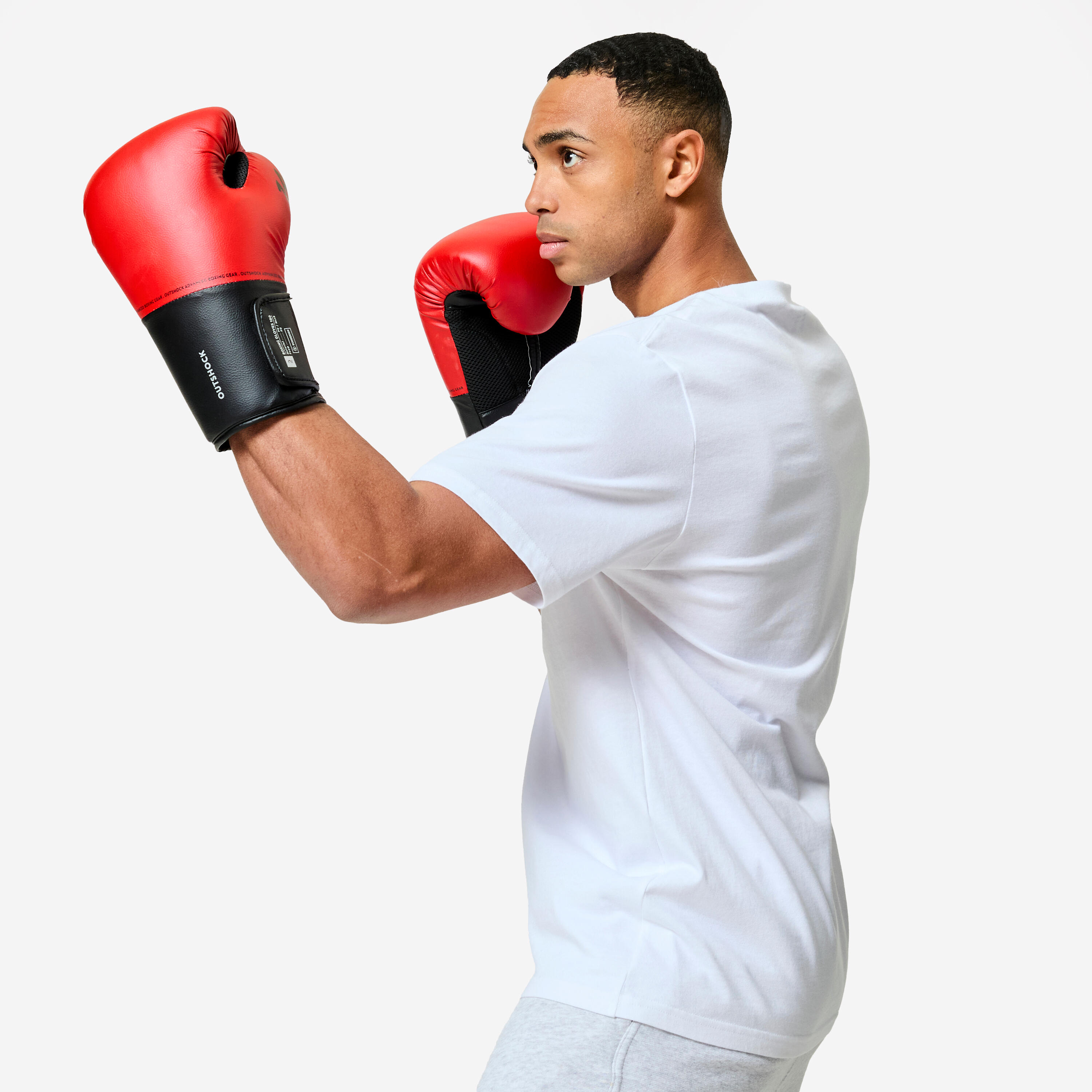 Tréningové boxerské rukavice pre dospelých začiatočníkov červeno-čierne ...