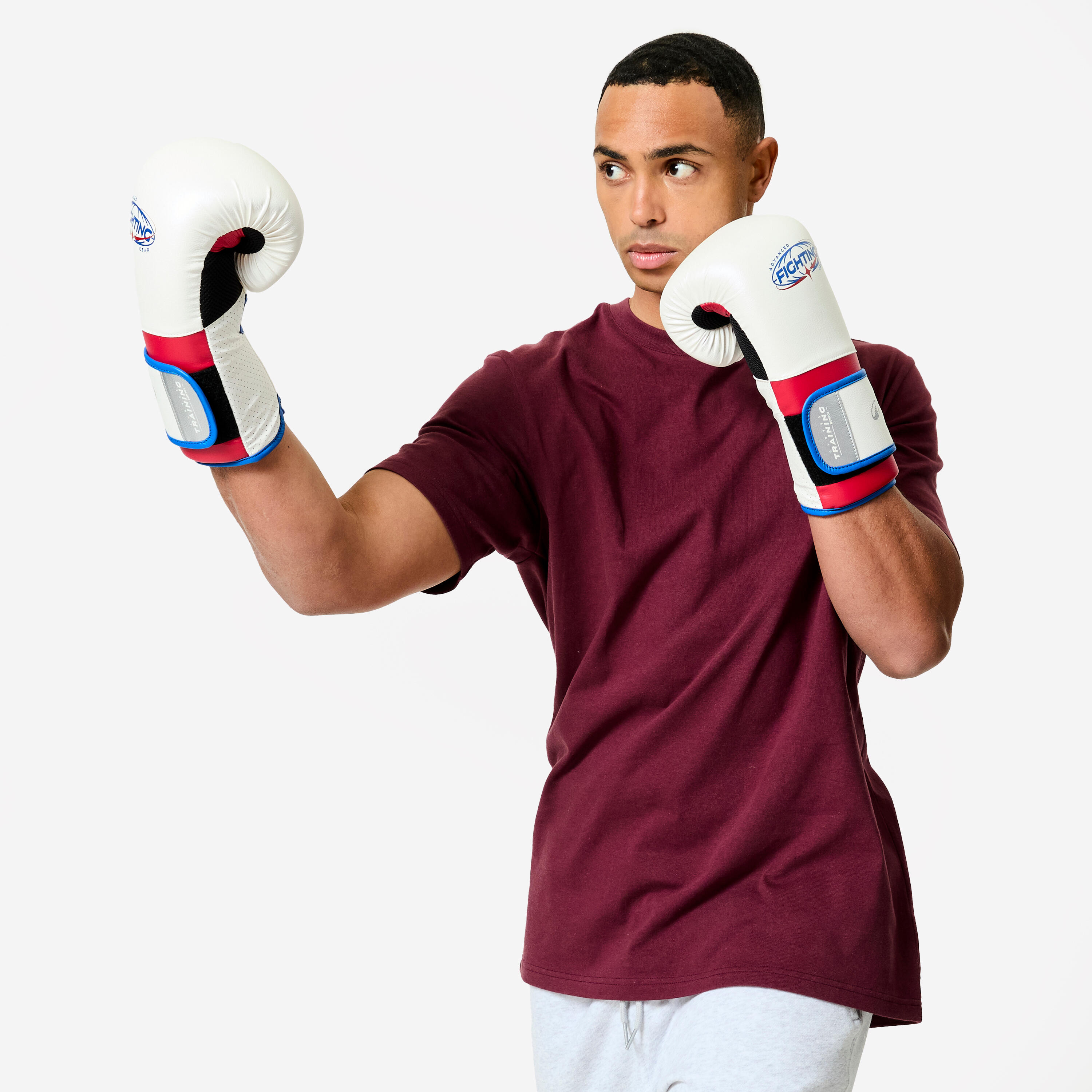 Ergonomické ochranné boxerské rukavice biele - Decathlon