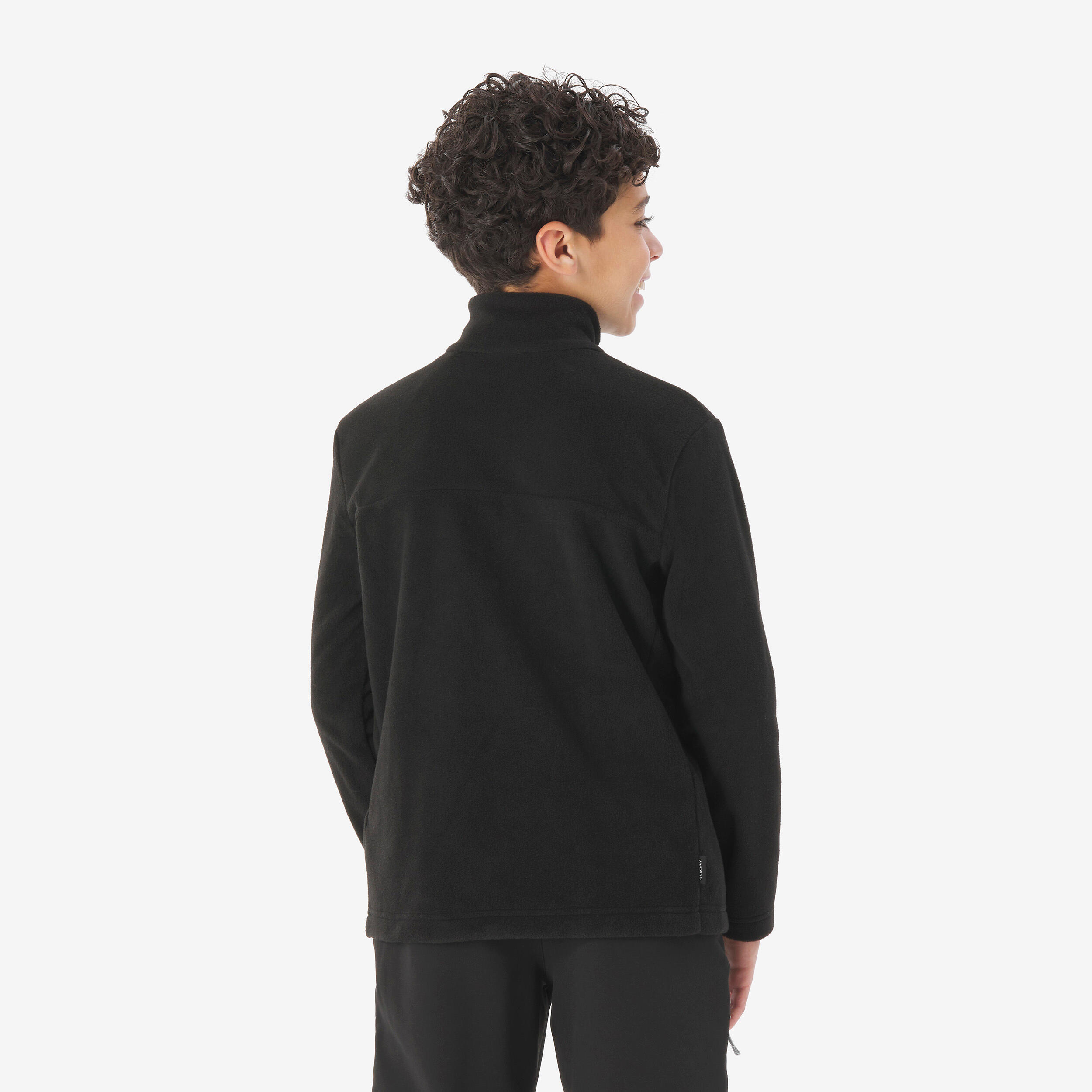 Kids’ hiking fleece jacket MH500 Zip - 7-15 years - Black - Decathlon