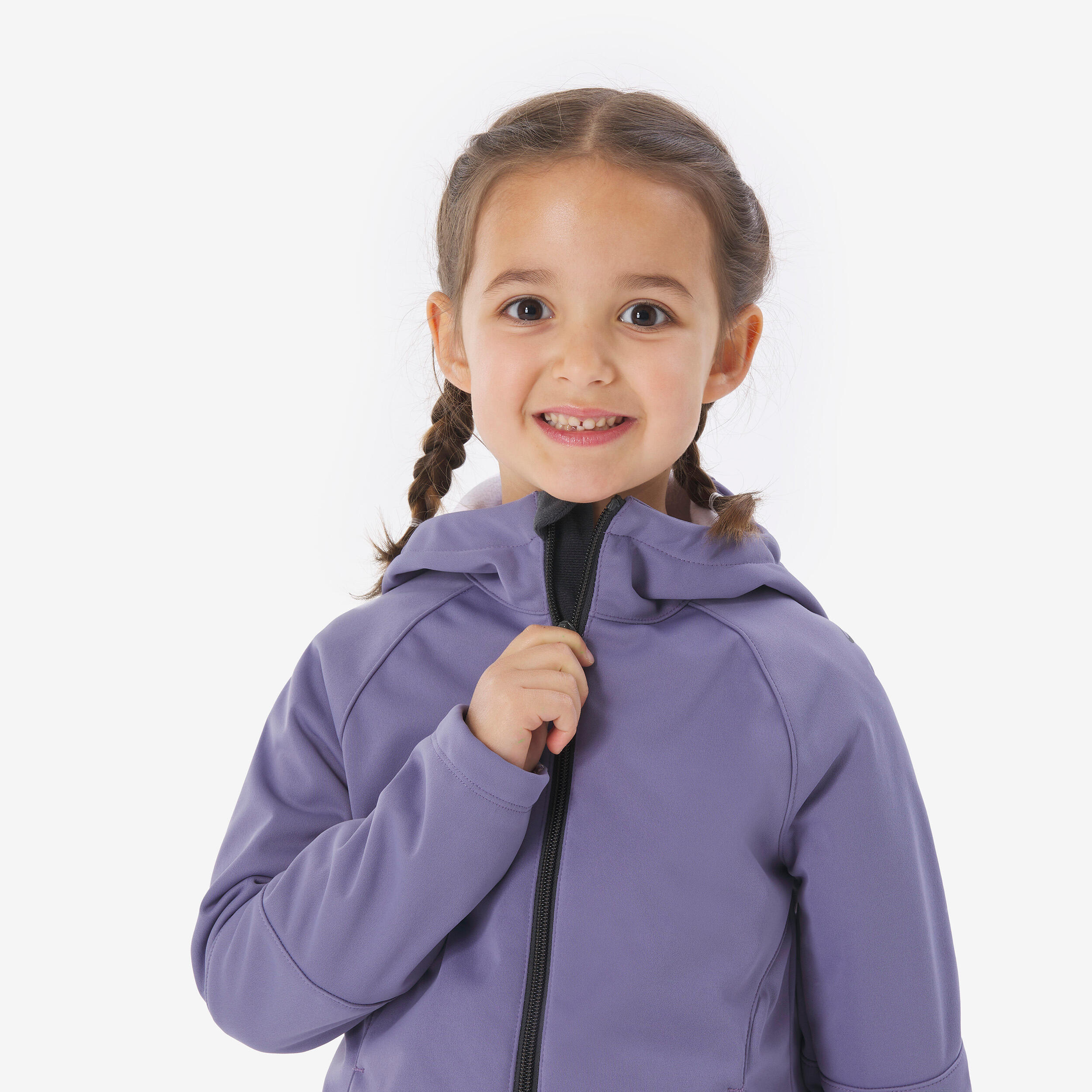 Kids’ softshell hiking jacket, 2-6 years, MH900 - Purple | Decathlon