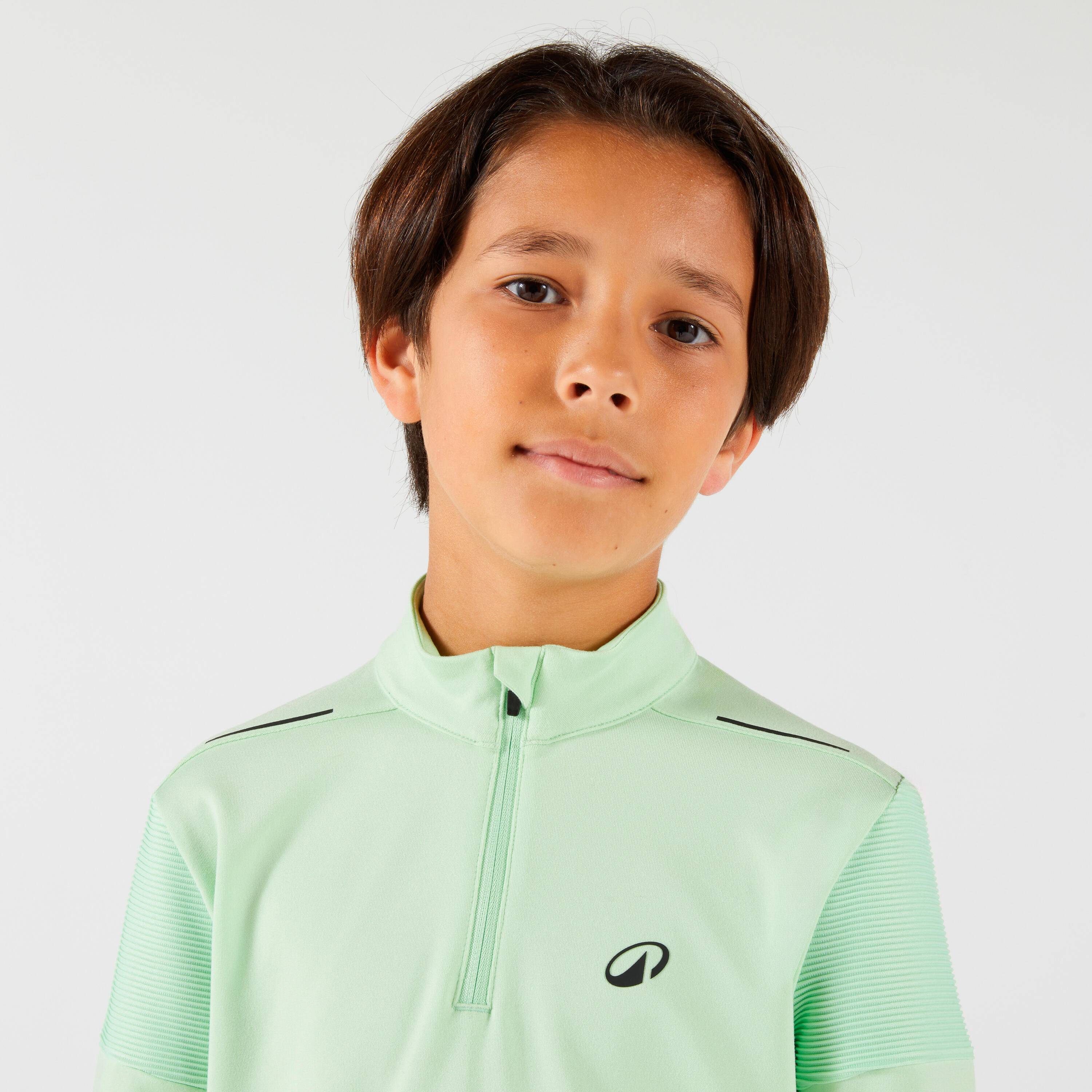 Kids' 1/2-Zip Long-Sleeved Thermal Tennis T-Shirt - Light Green - Decathlon