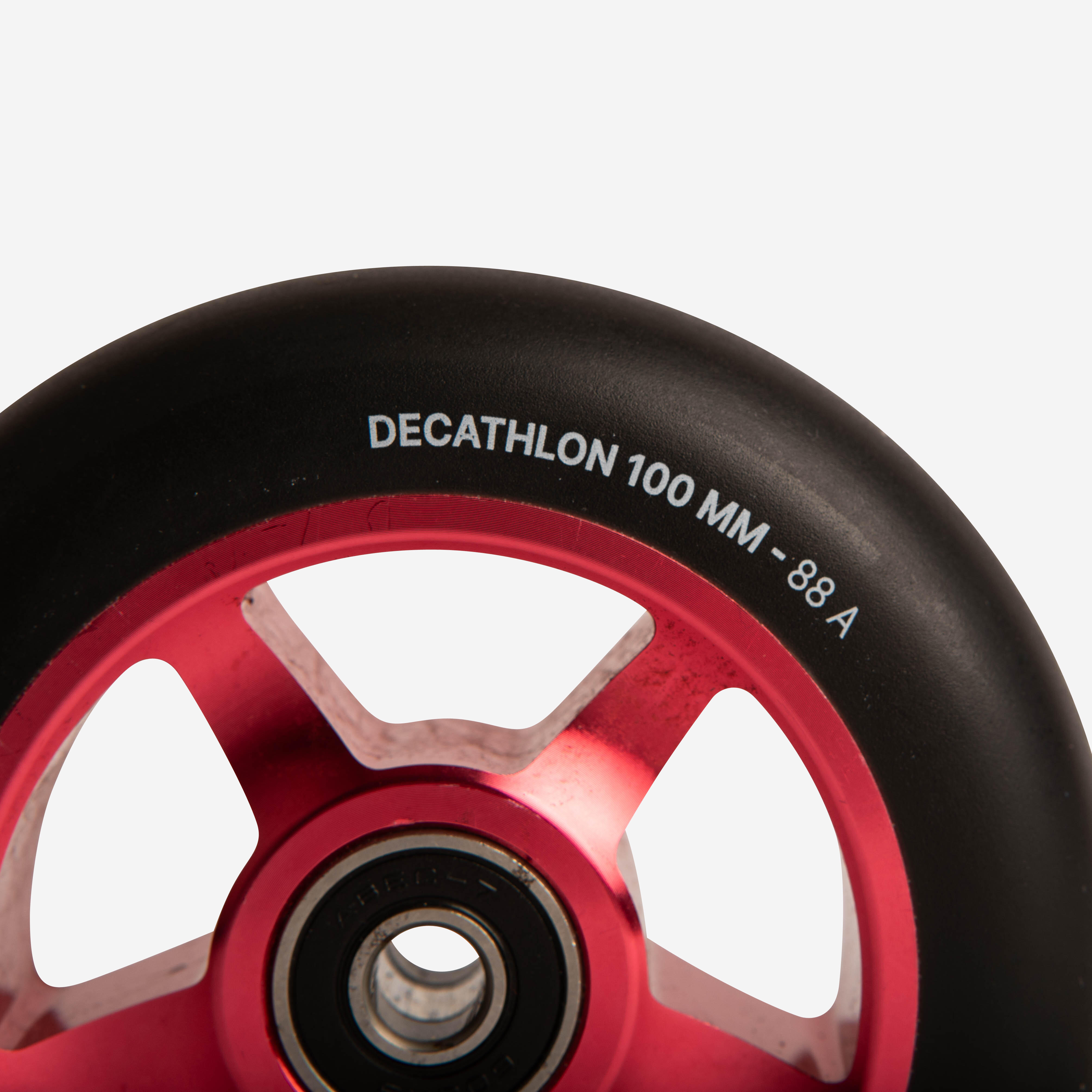 Koliesko na freestylovú kolobežku 100 mm hliníkové jadro a PU červeno ...