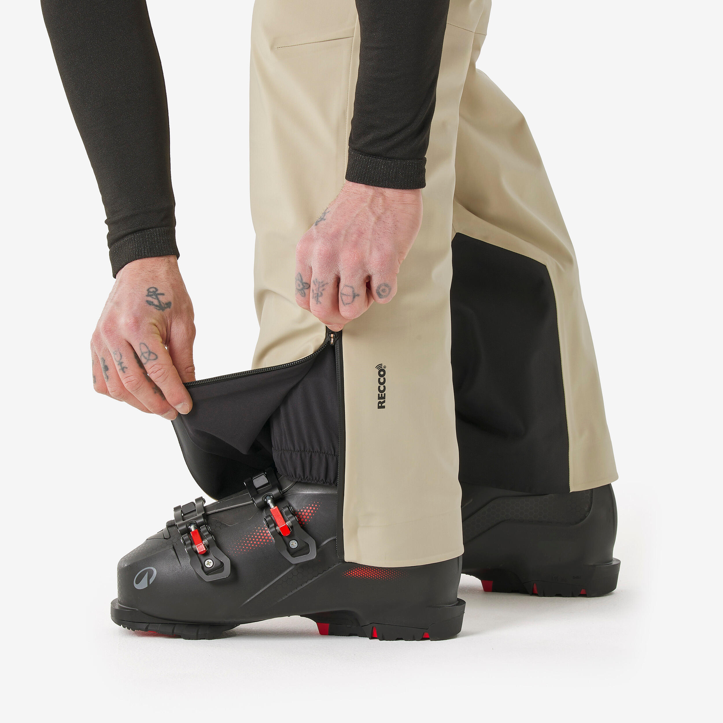 Men’s highly breathable and waterproof ski trousers, 900 - Beige WEDZE ...