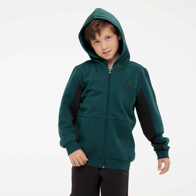 Kids' Zip-Up Tracksuit Outfit - Green/Black - Decathlon