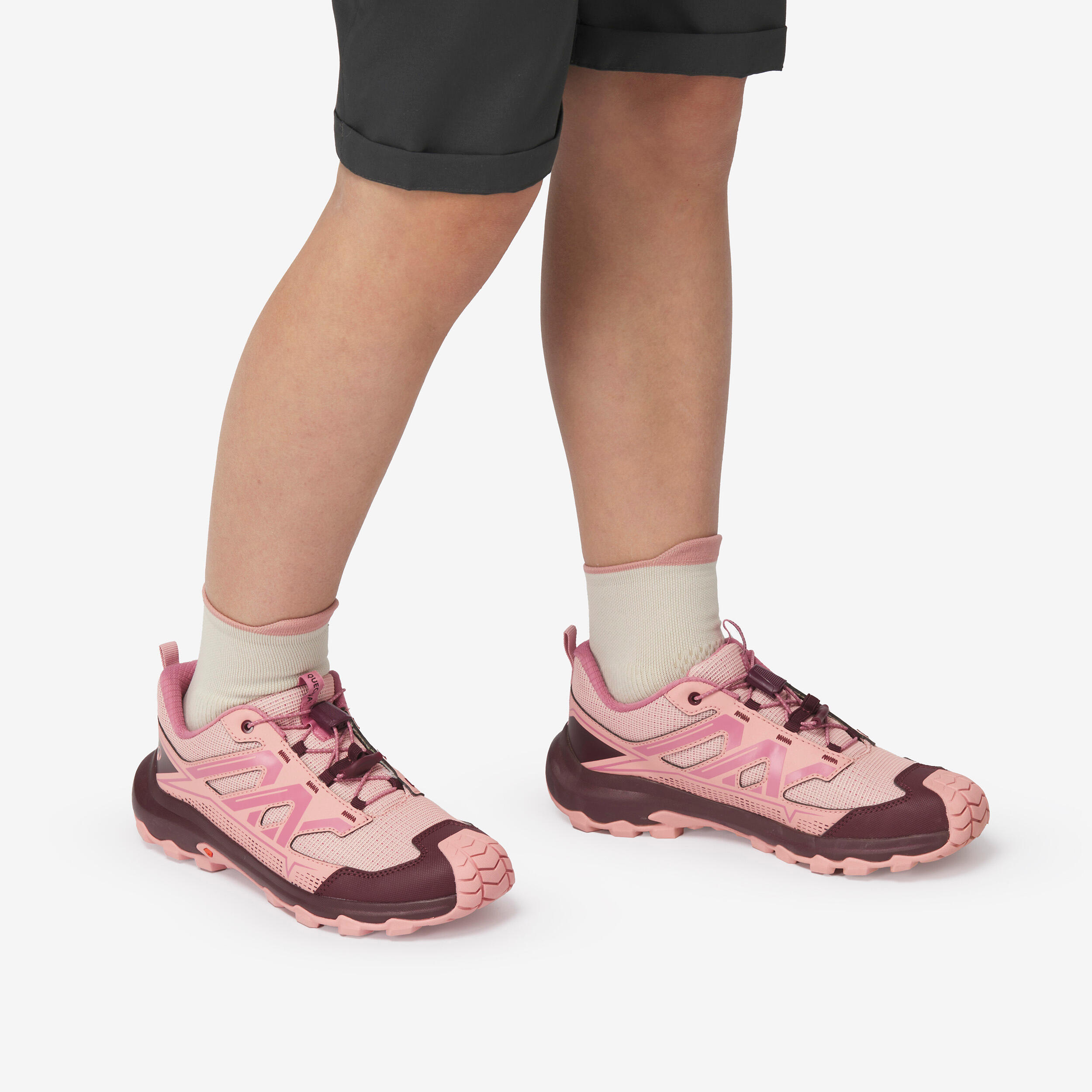 Kids’ hiking boots, UK Jnr sizes 2.5-5, CROSSROCK LOW - Pink QUECHUA ...