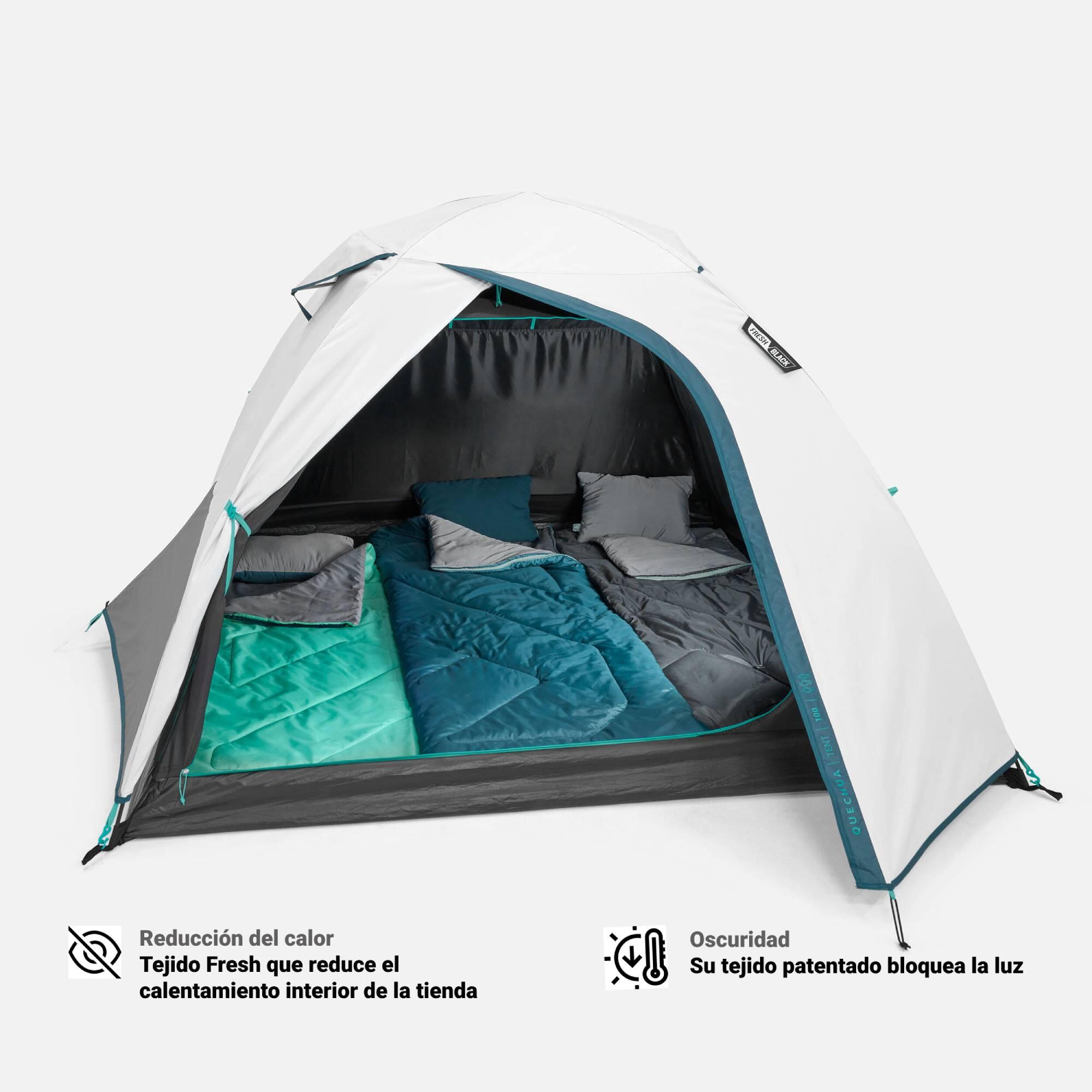 3-person camping tent, MH100 - Fresh & Black - Decathlon