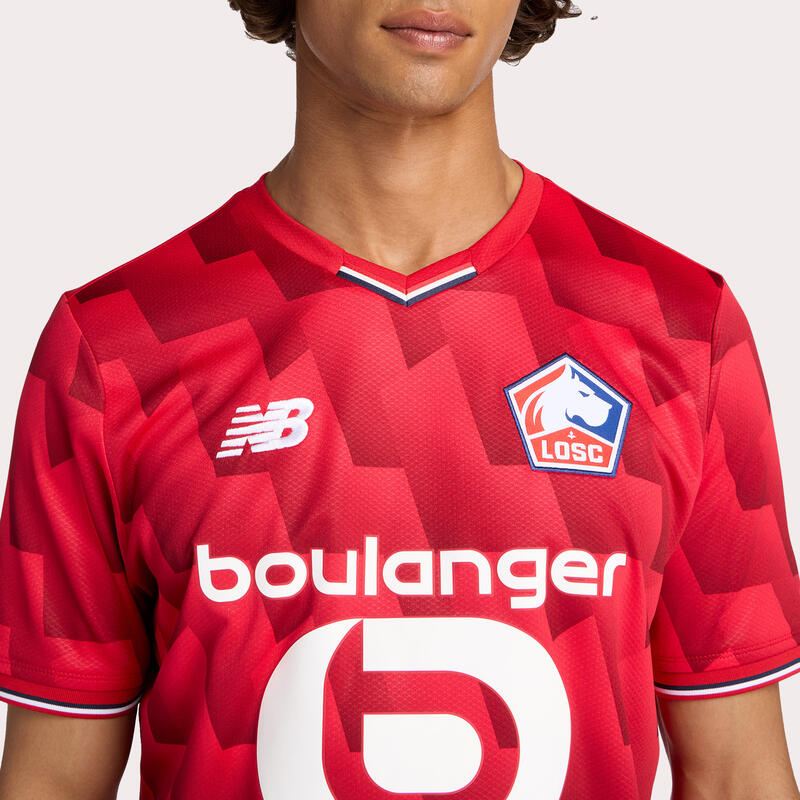MAILLOT LOSC DOMICILE ADULTE 2025/2026 ROUGE BLANC NEW BALANCE | Decathlon