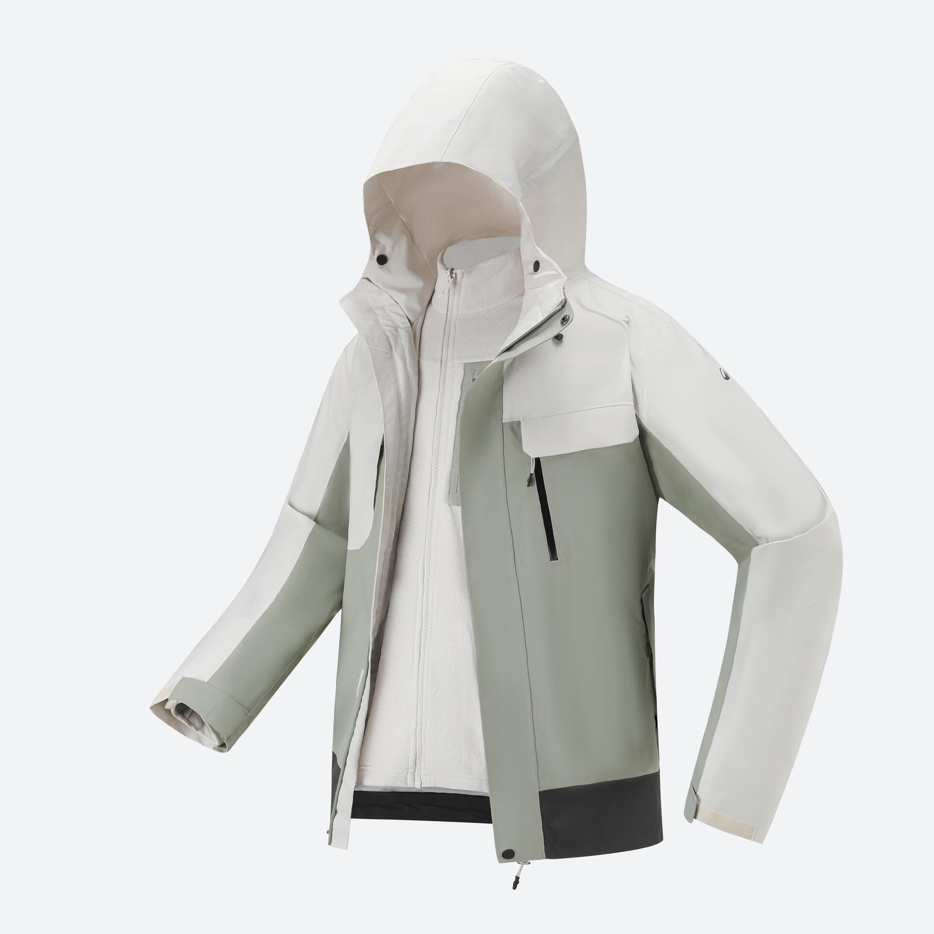 -5°C Men's 3-in-1 Fleece Snow Hiking Jacket - NH500 - Beige