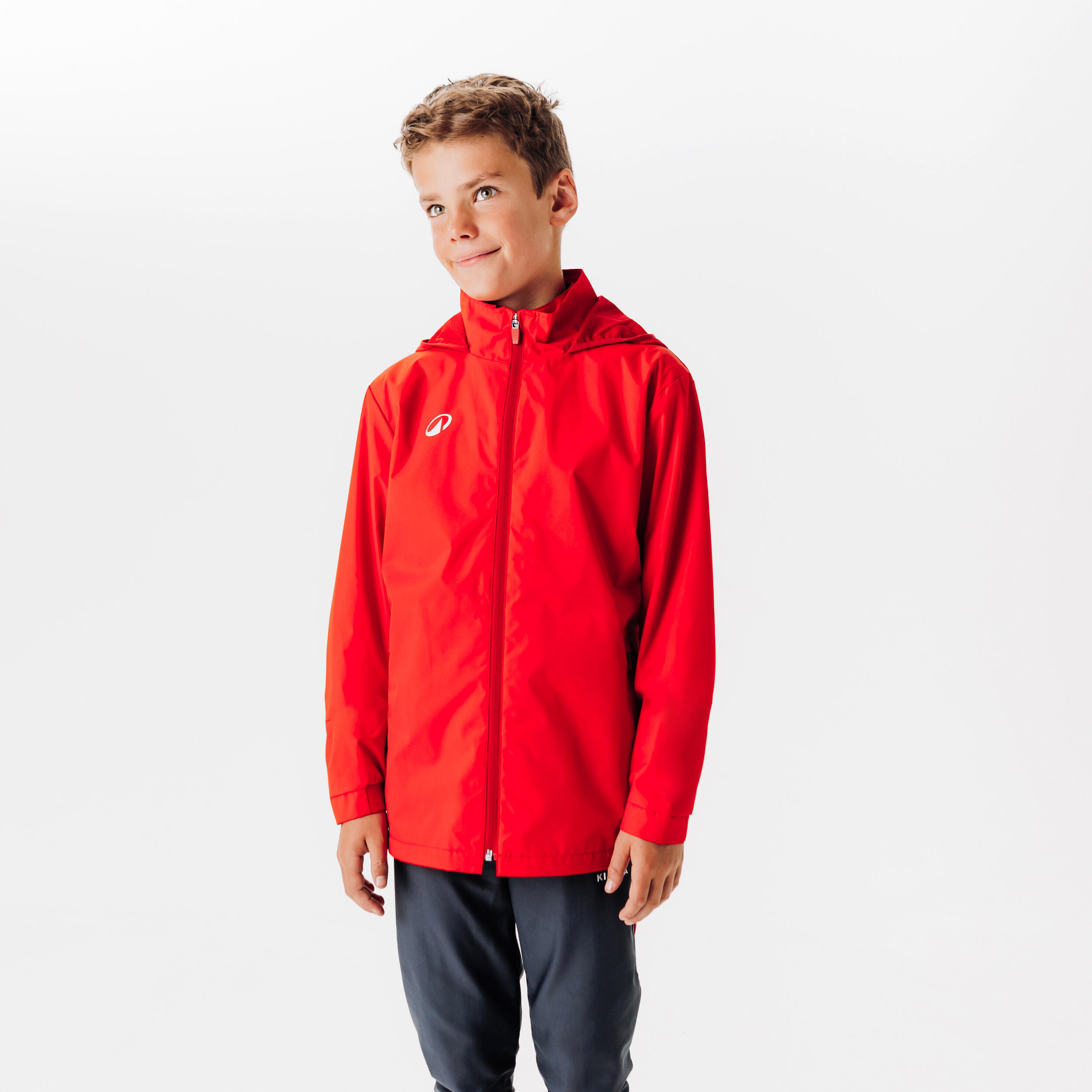 Kids' Football Rainproof Jacket Viralto Club - Red - Decathlon