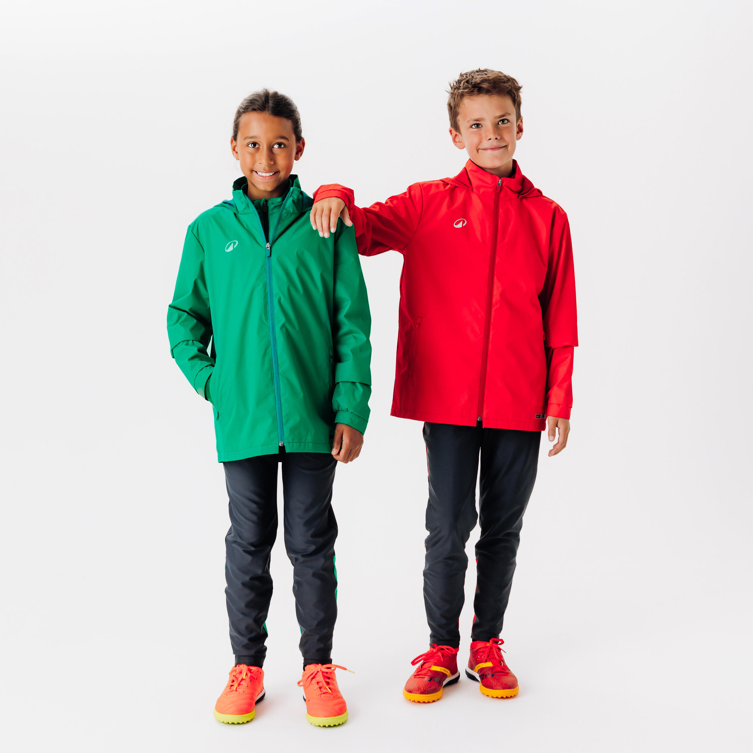 Kids' Football Rainproof Jacket Viralto Club - Red | Decathlon