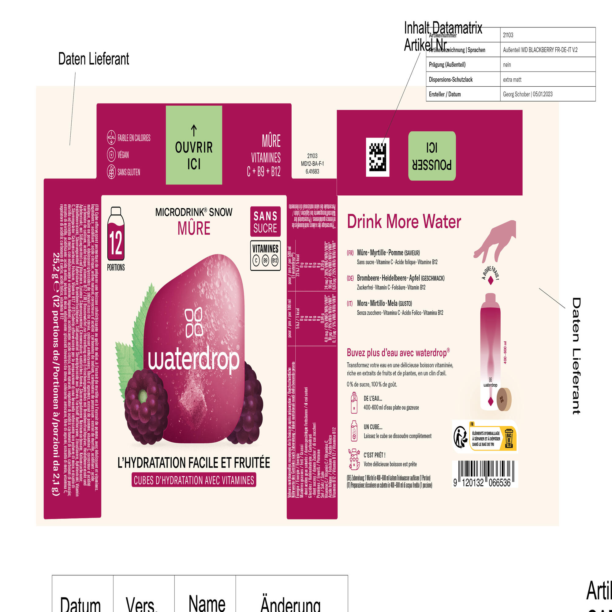 Microdrink 12x500ml hydration cubes - Natural blackberry extract ...